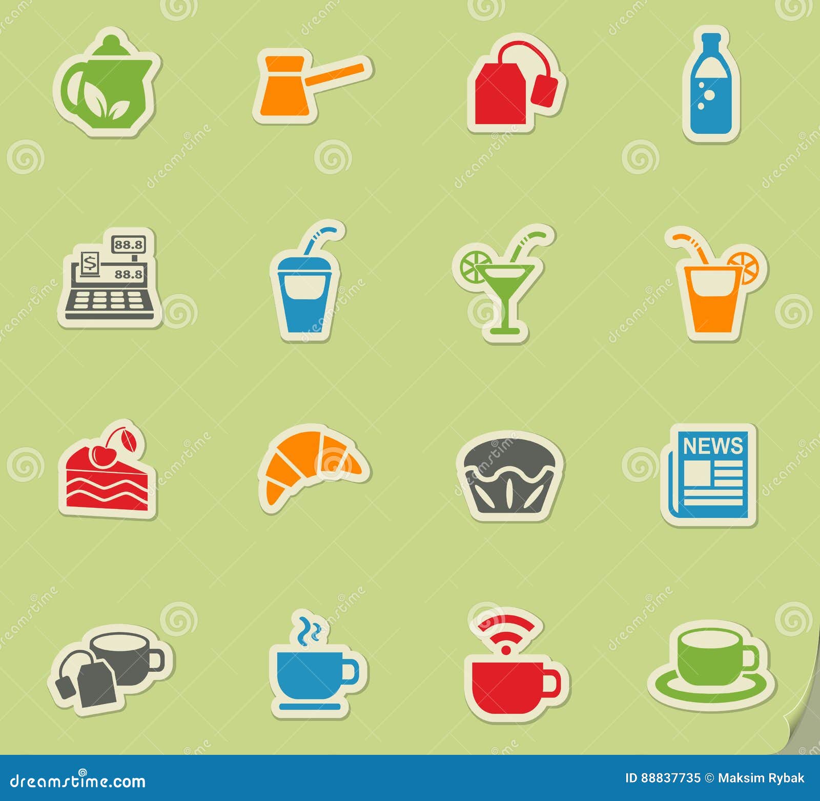 Cafe icon set stock illustration. Illustration of espresso - 88837735