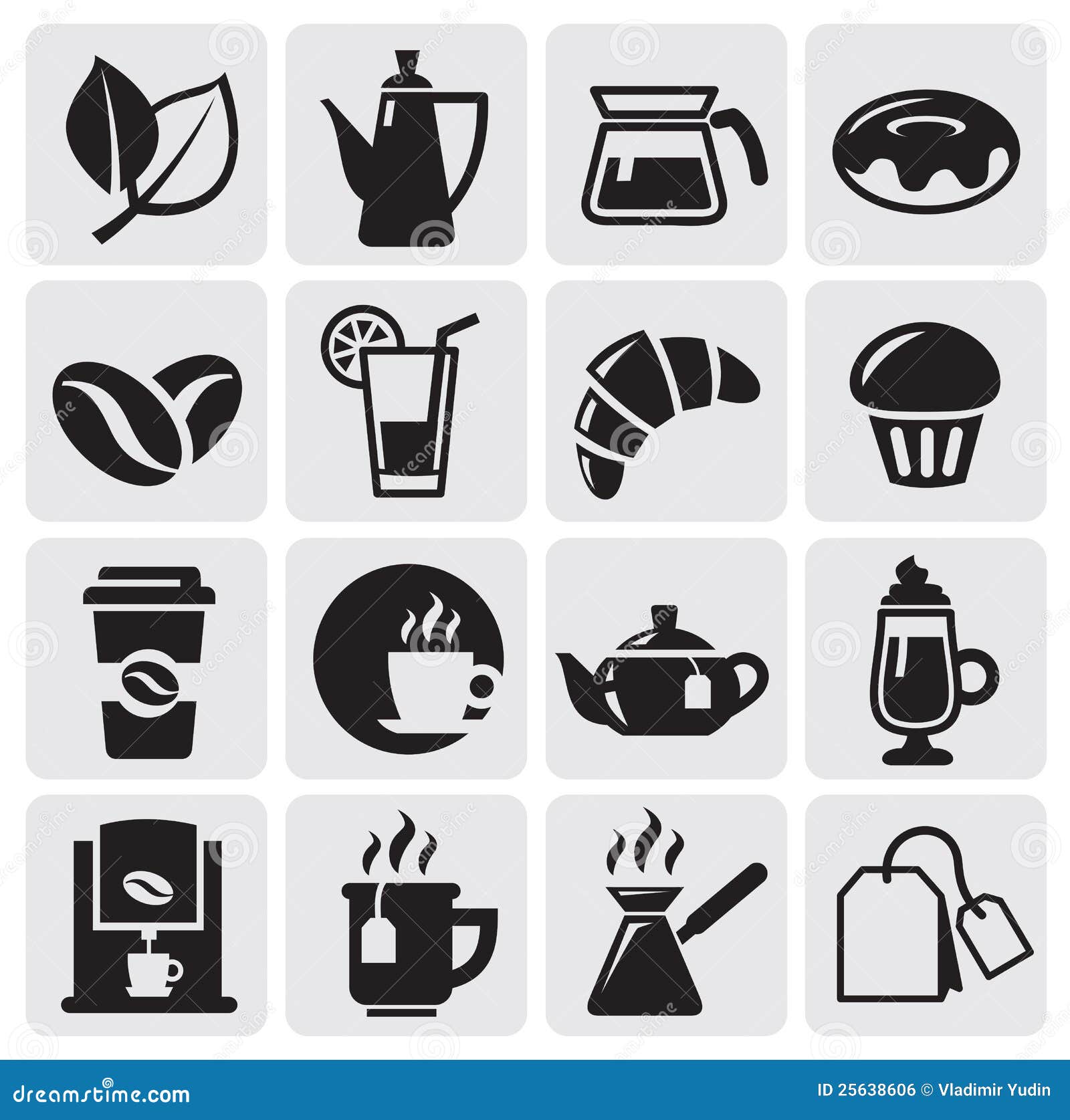 Cafe icons stock vector. Illustration of cake, silhouettes - 25638606