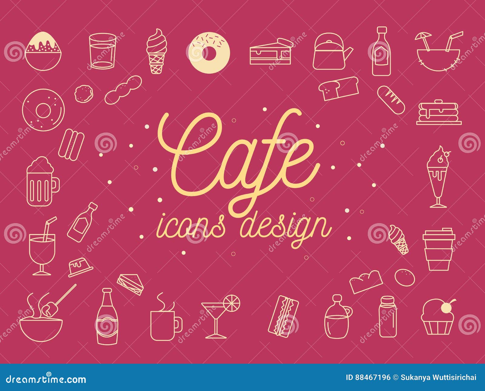 Cafe Icons Design Set.Vector Illustration Stock Illustration ...