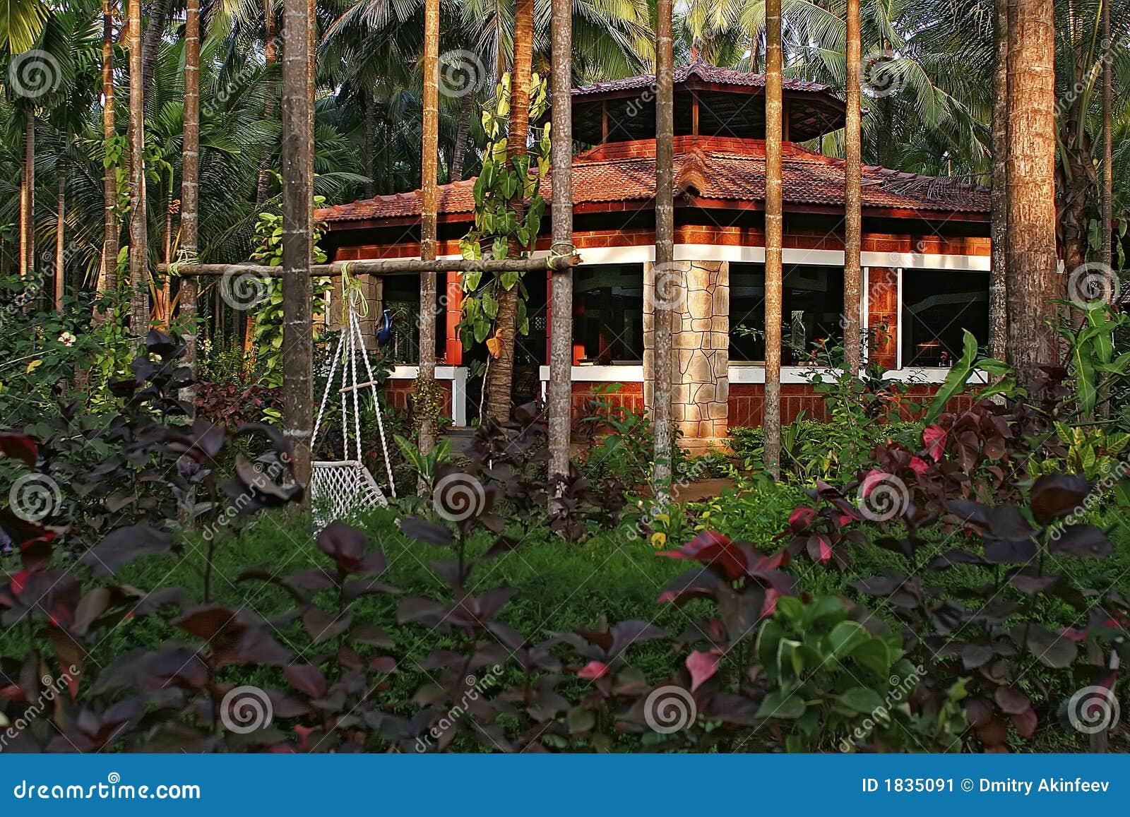 Cafe in the Indian jungle stock image. Image of buildings - 1835091