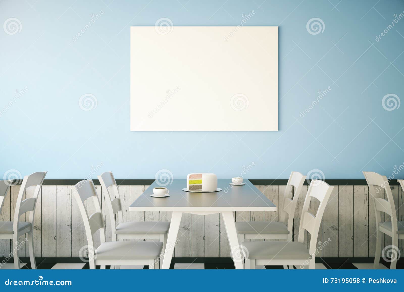 Cafe Interior with Blank Poster Stock Illustration - Illustration of ...