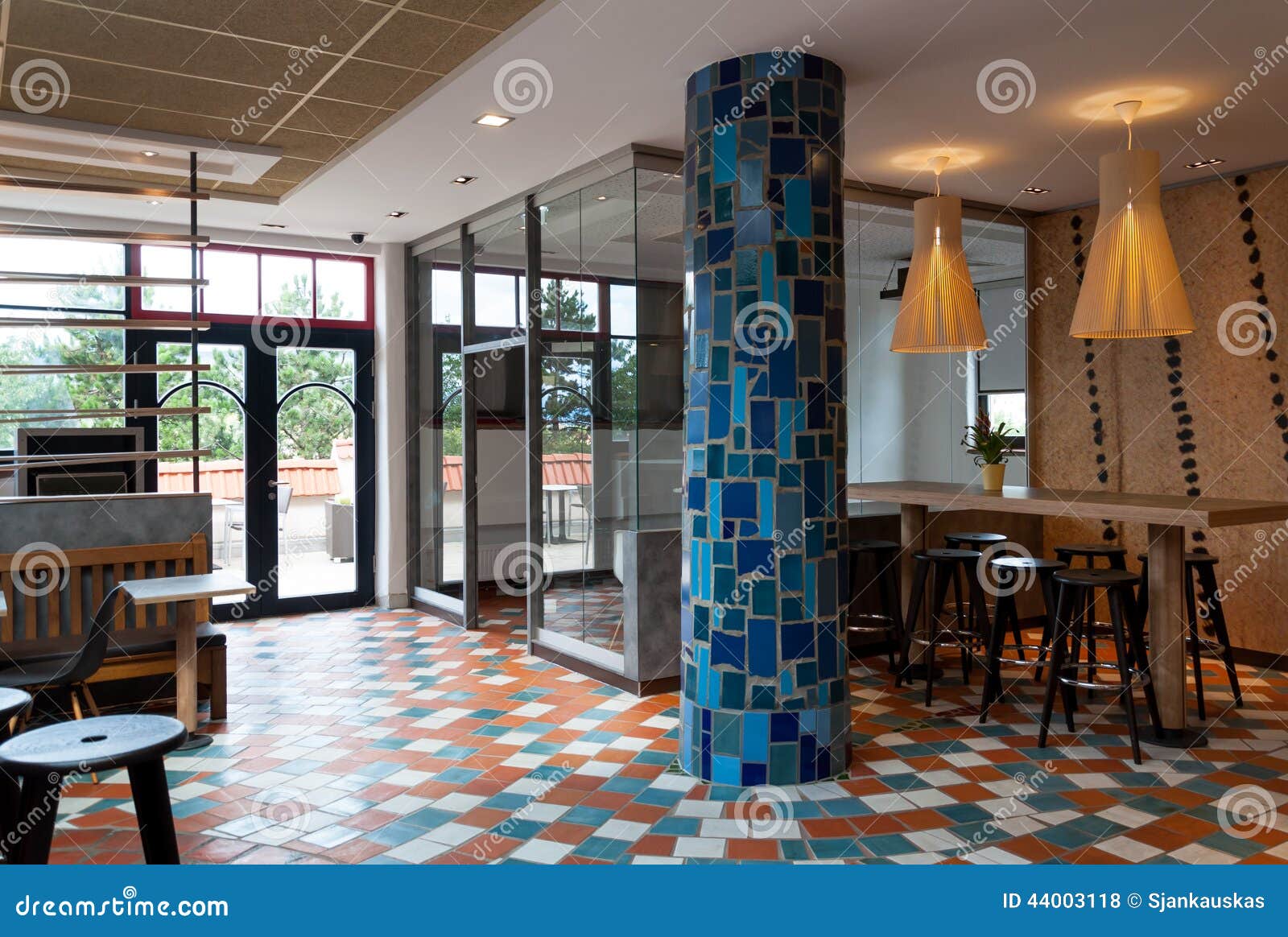 Cafe interior stock photo. Image of exit, lifestyle, cafeteria - 44003118