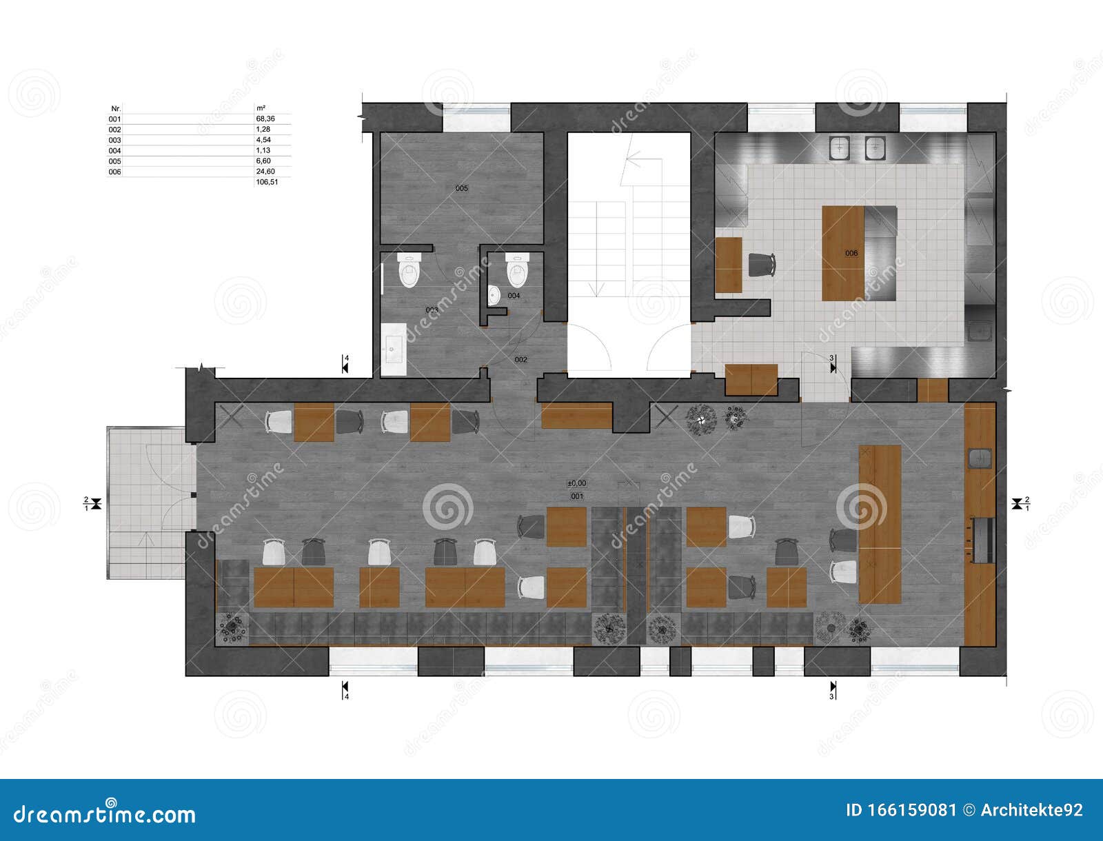Cafe Interior Coloured Floor Plan Stock Vector - Illustration of ...