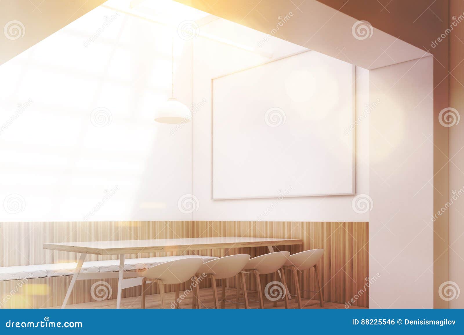 Cafe Interior, Horizontal Poster, Toned Stock Illustration ...