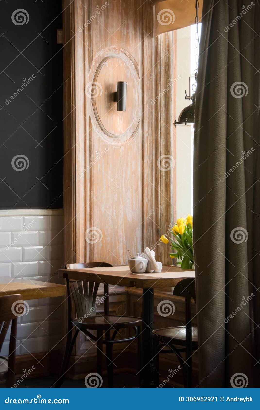 Empty Cafe Interior in Classic Style. Stock Image - Image of cozy ...