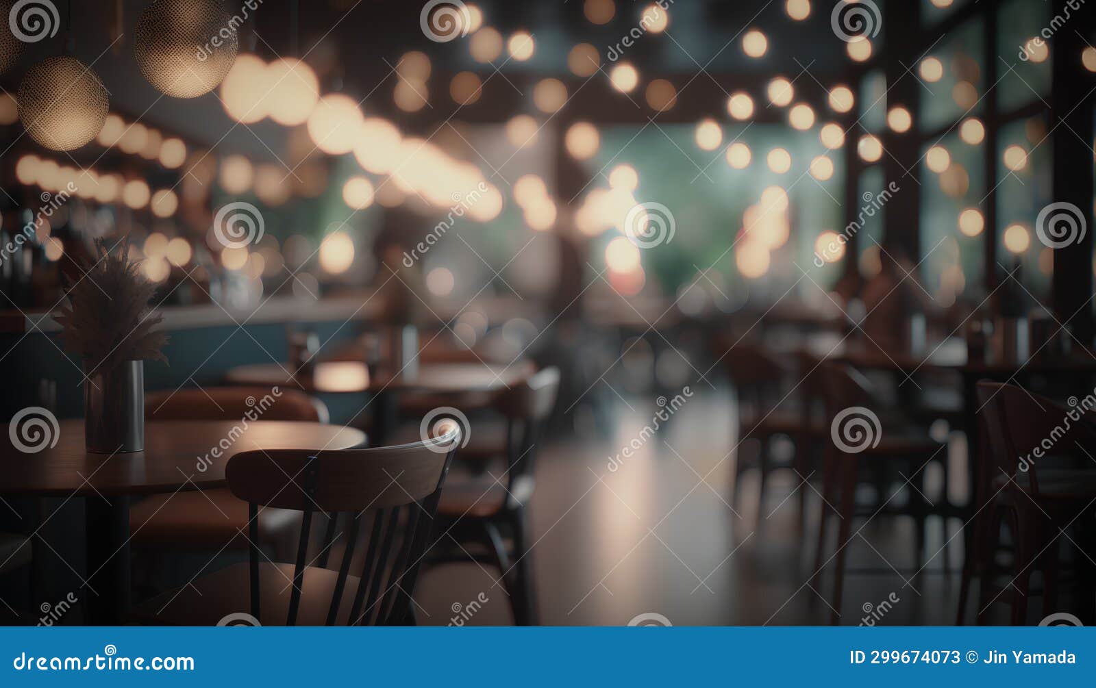 Cafe Interior with Tables and Chairs, Bokeh Background. Stock ...