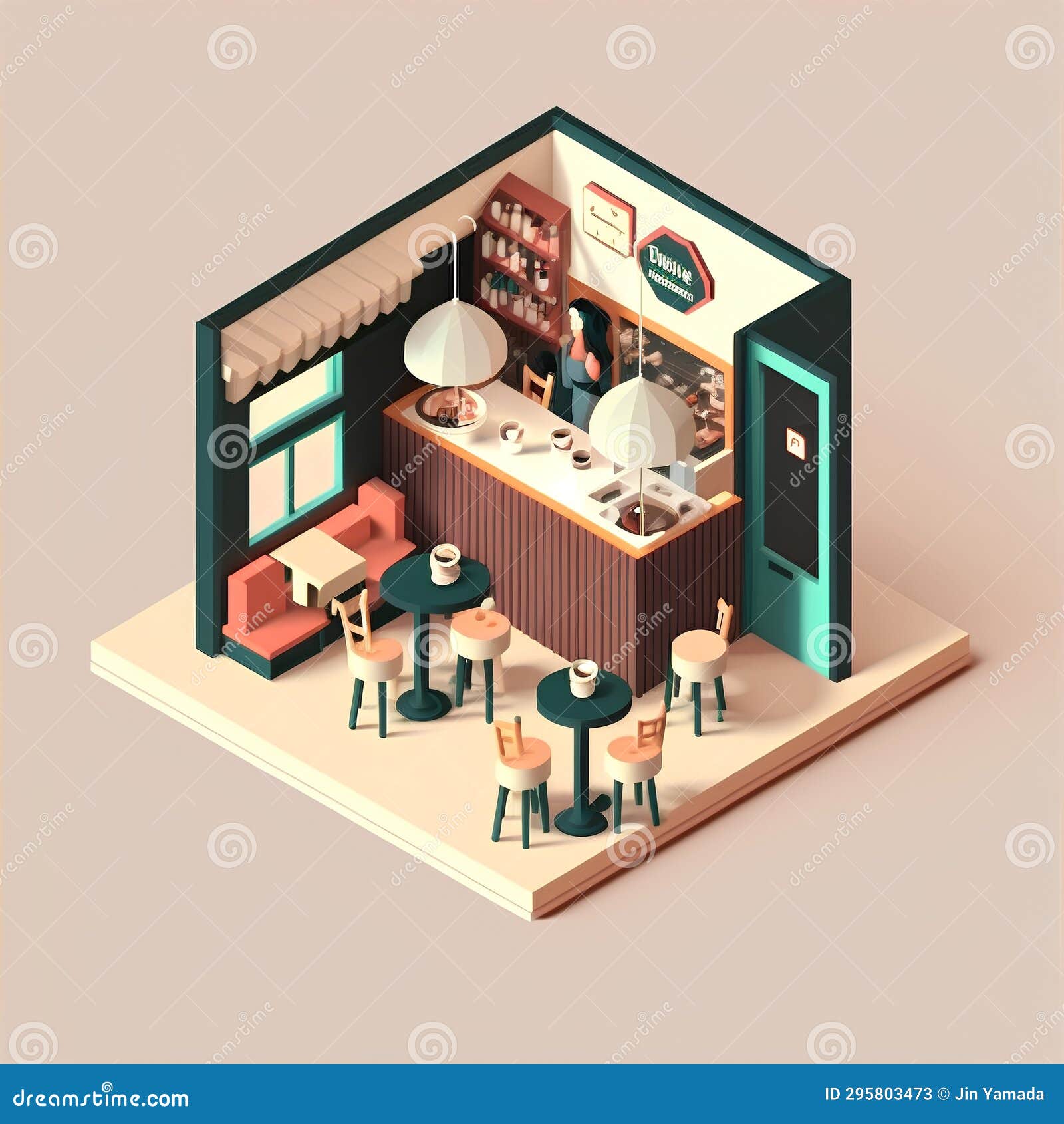 Cafe Isometric Concept. Isometric Illustration of Cafe Vector Concept ...