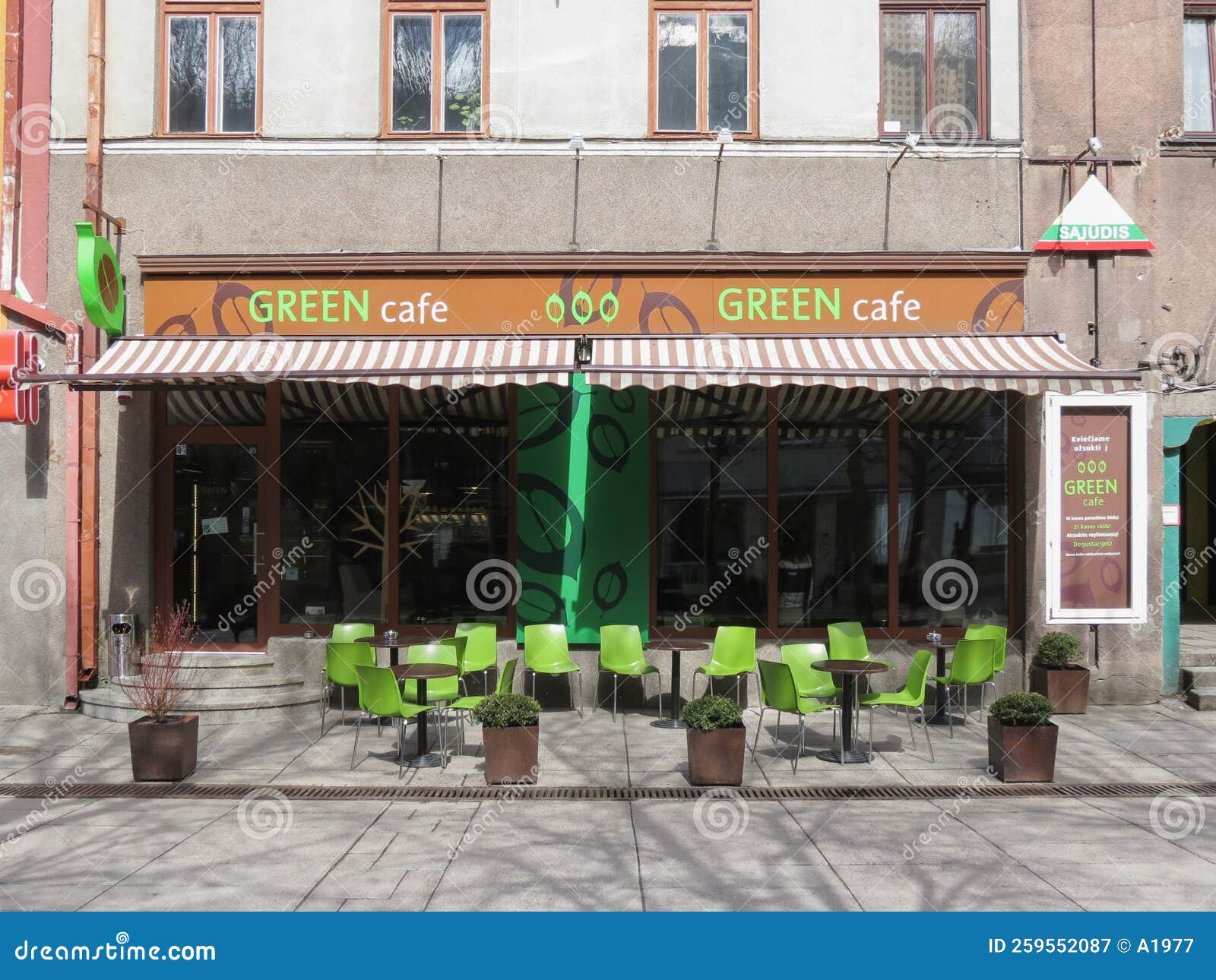 A cafe in Kaunas editorial photography. Image of cityscape - 259552087