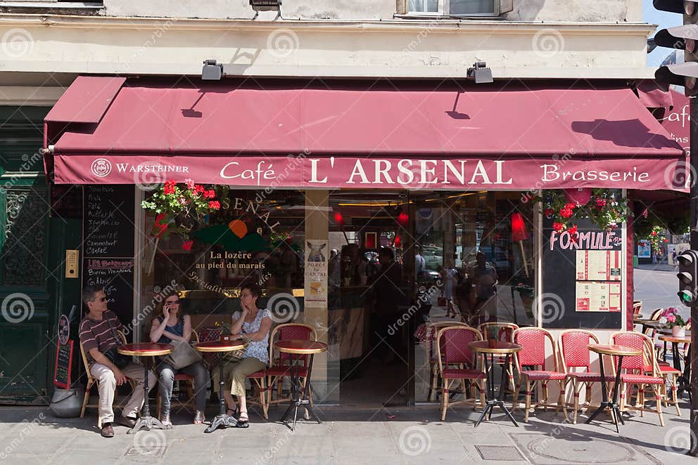 Cafe LÂ´Arsenal in Paris editorial stock photo. Image of cafe - 22640738