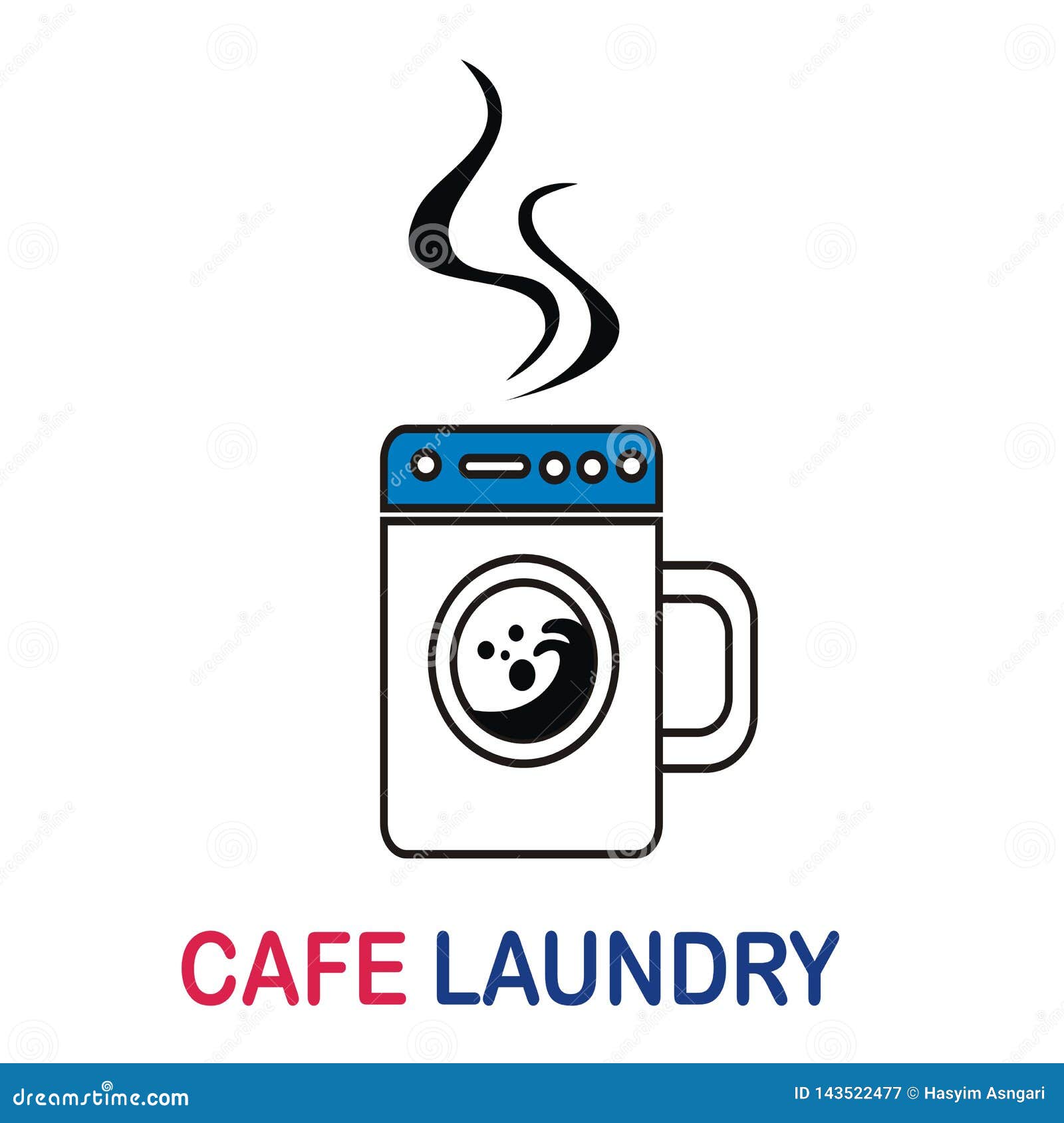 Cafe Laundry Logo Design Concept Stock Vector - Illustration of ...