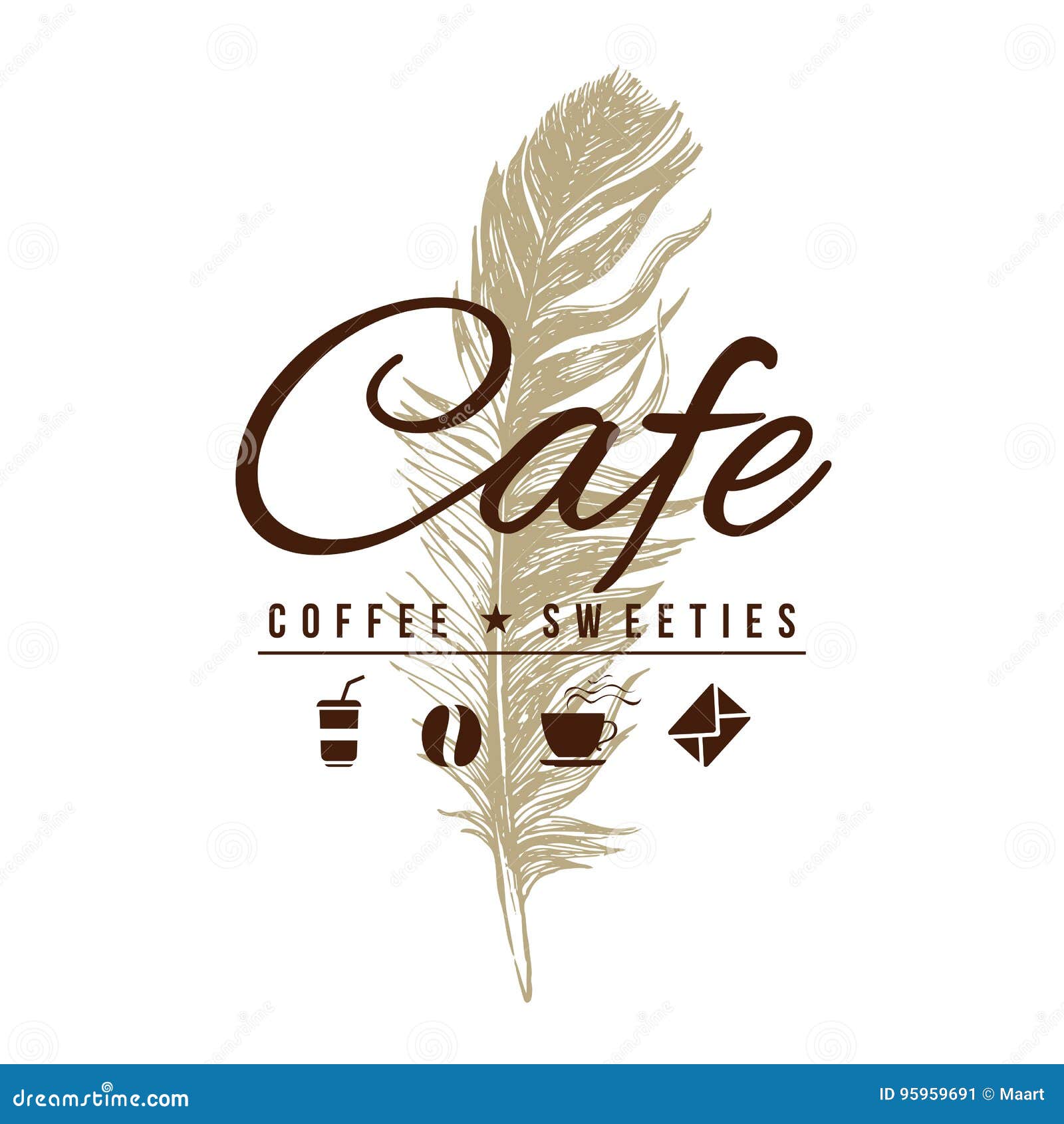 Cafe logo in vintage style stock vector. Illustration of food - 95959691