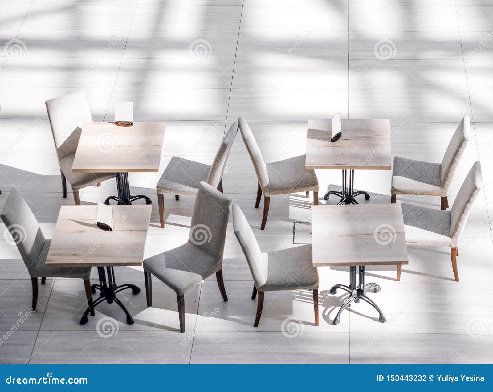 Cafe with Lots of Tables in the Mall. View from Above Stock Photo ...