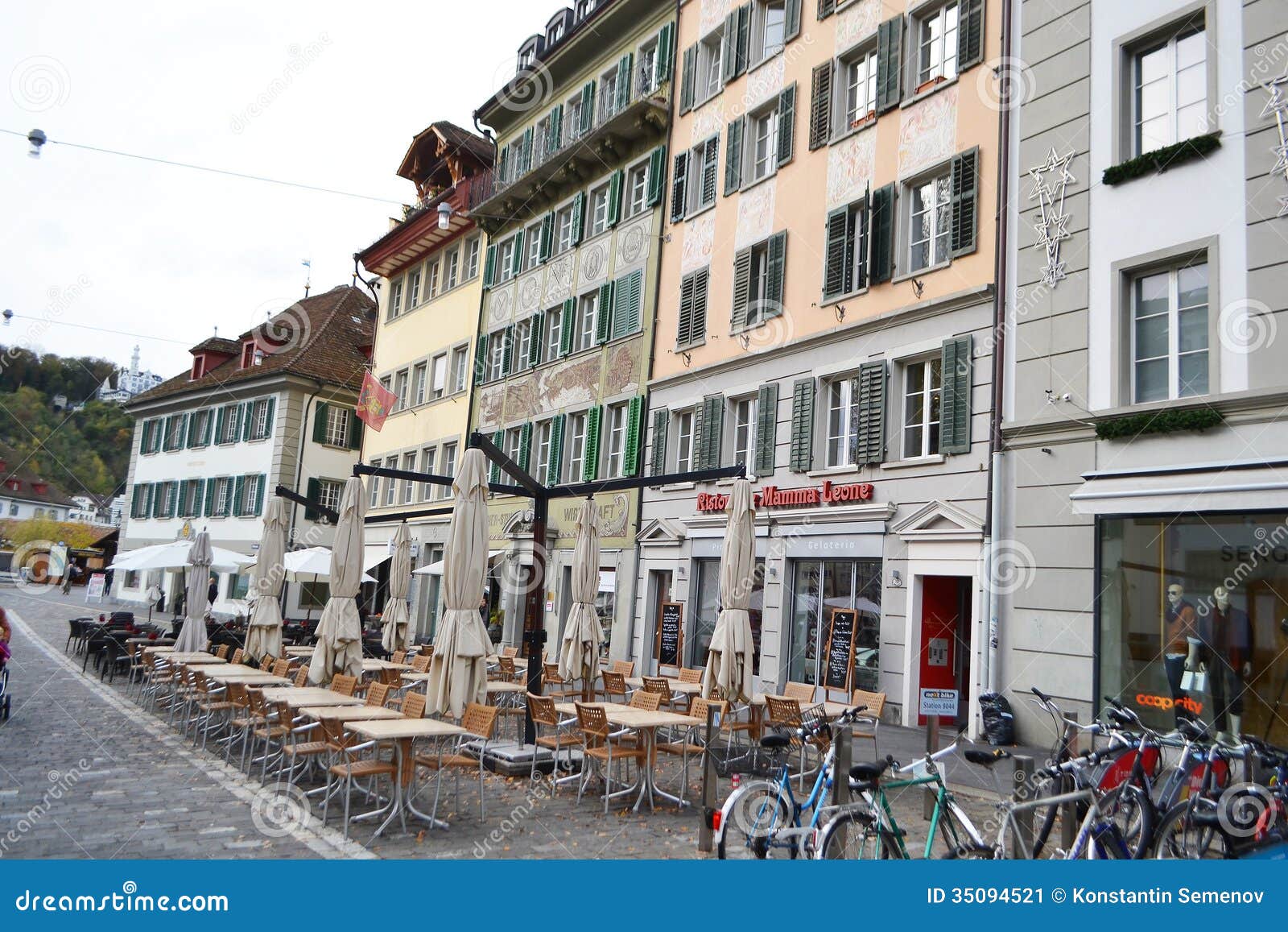 Cafe in Lucerne, Switzerland. Editorial Photo - Image of tourism ...