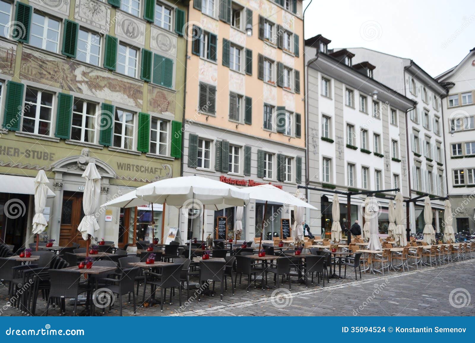 Cafe in Lucerne, Switzerland. Editorial Stock Image - Image of building ...