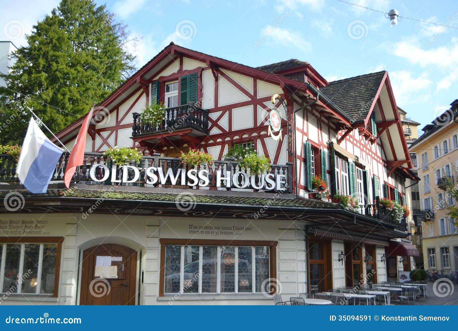 Cafe in Lucerne, Switzerland. Editorial Photo - Image of building ...