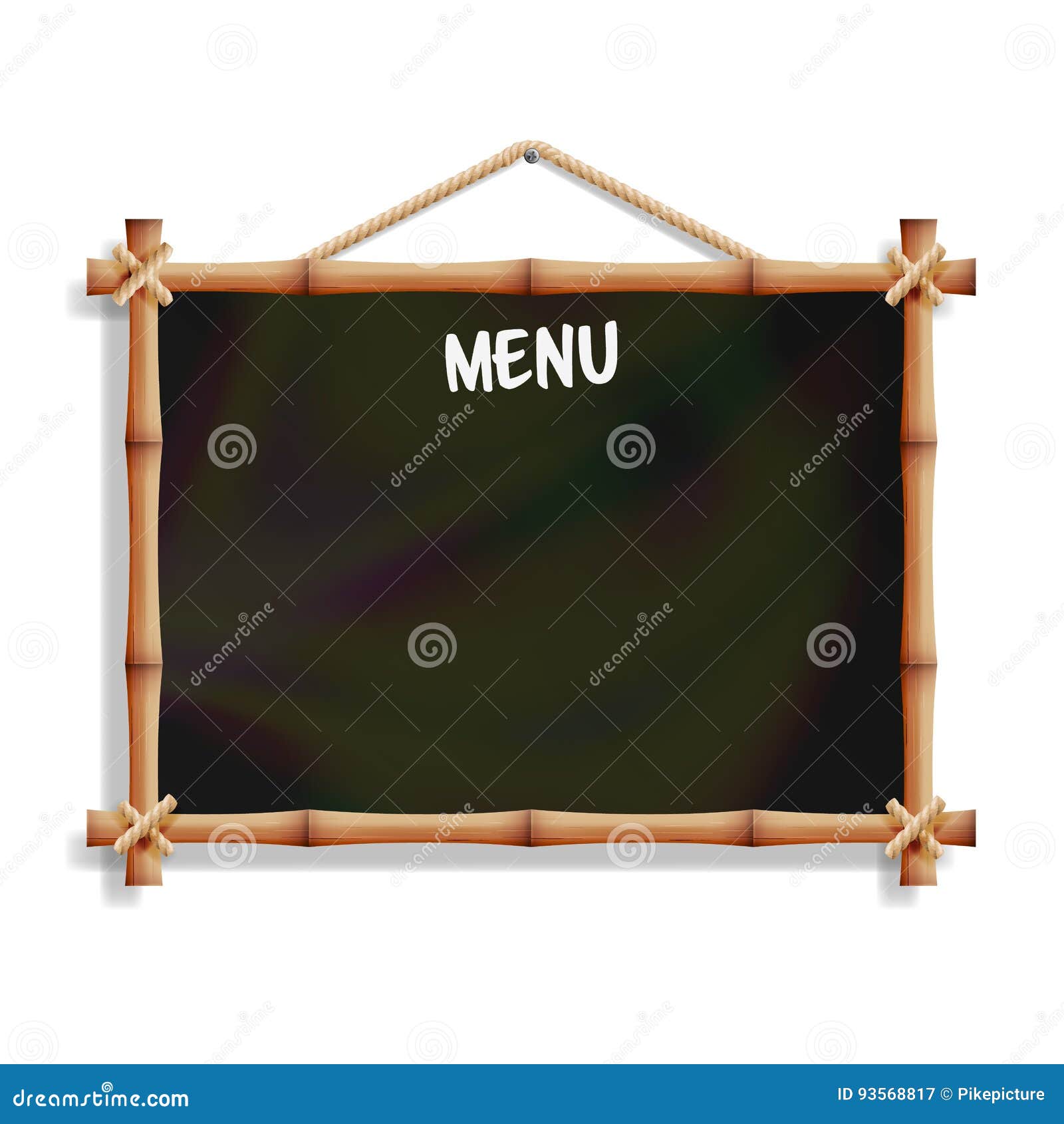 Cafe Menu Board with Bamboo Frame. Isolated on White Background ...