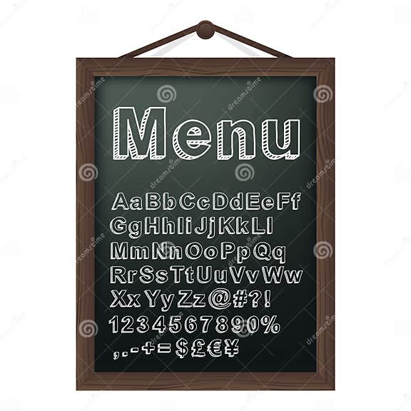 Cafe Menu Board with Chalk Alphabet Stock Vector - Illustration of ...