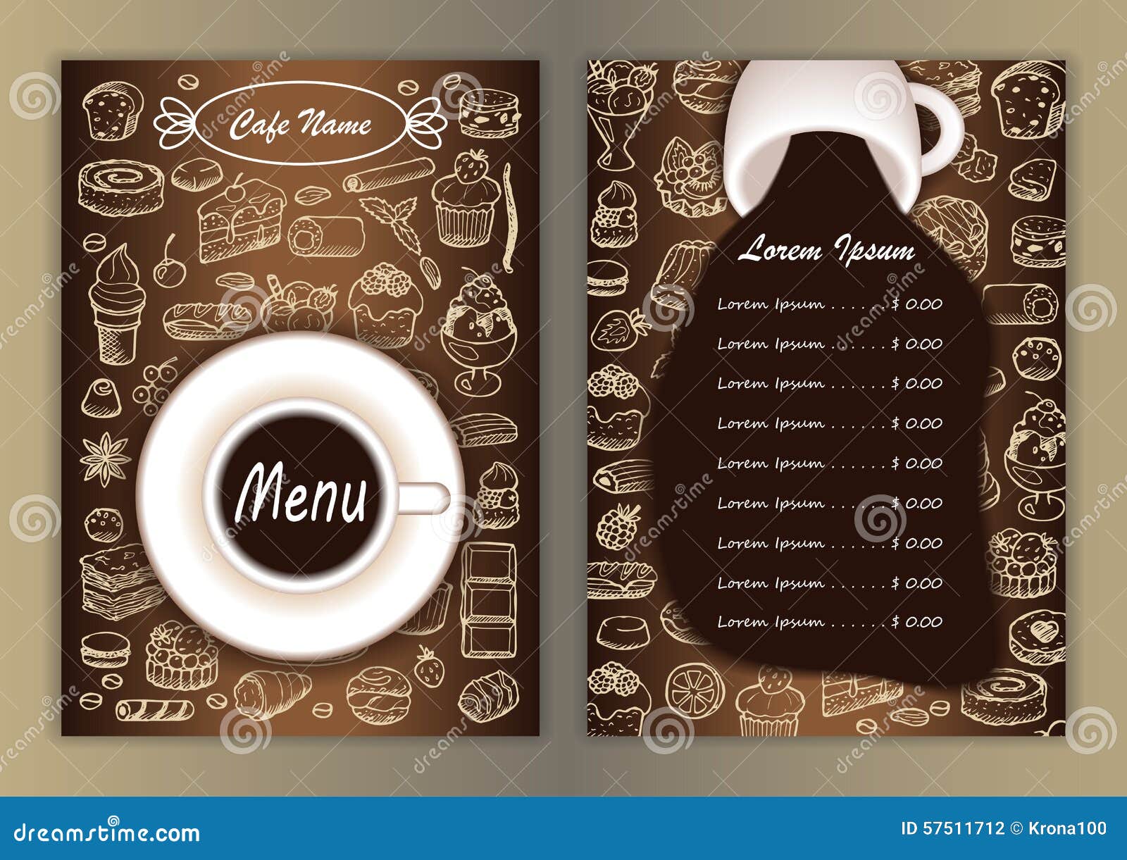 Cafe Menu with Hand Drawn Doodle Elements Stock Vector - Illustration ...