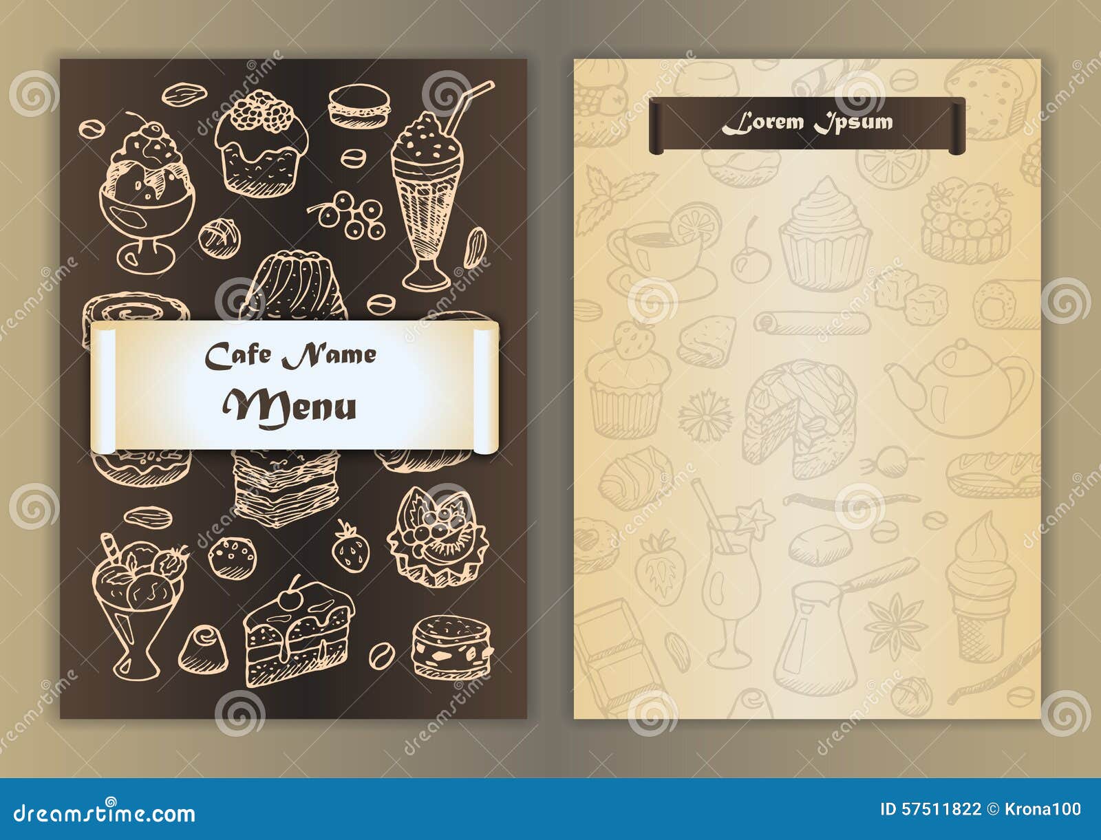 Cafe Menu with Hand Drawn Doodle Elements Stock Vector - Illustration ...