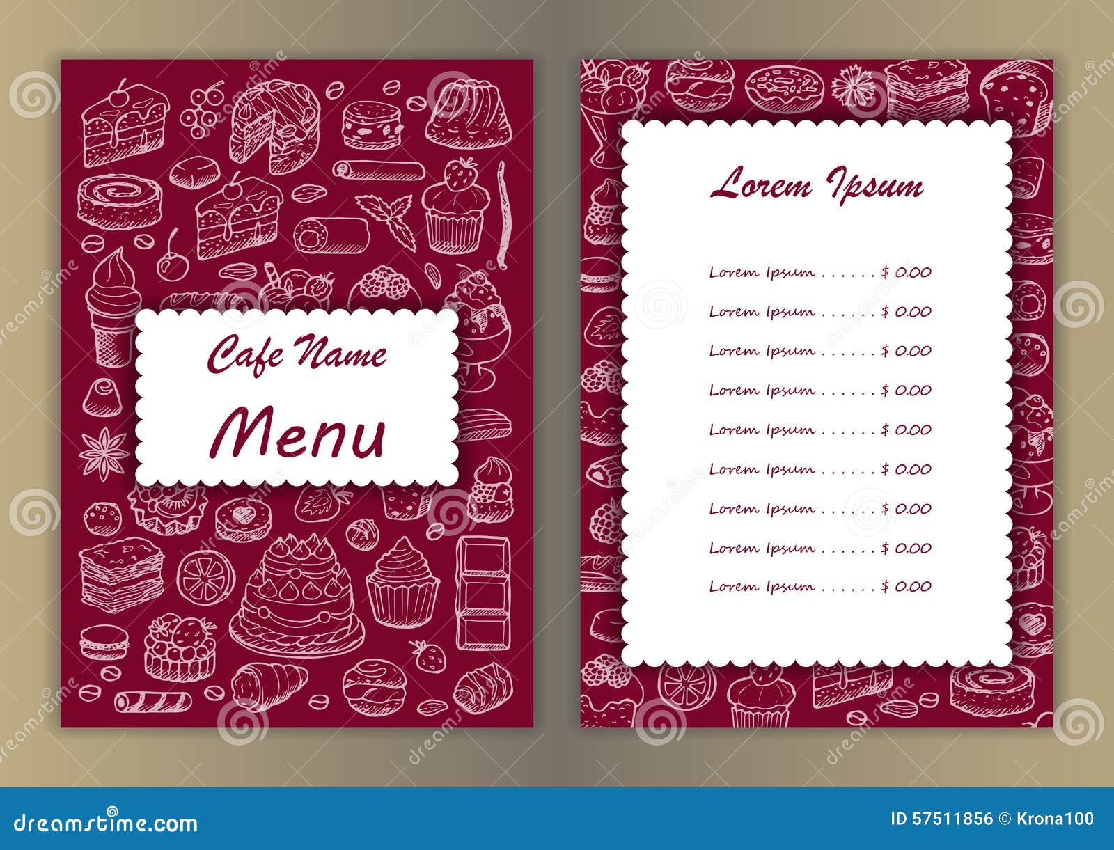 Cafe Menu with Hand Drawn Doodle Elements Stock Vector - Illustration ...