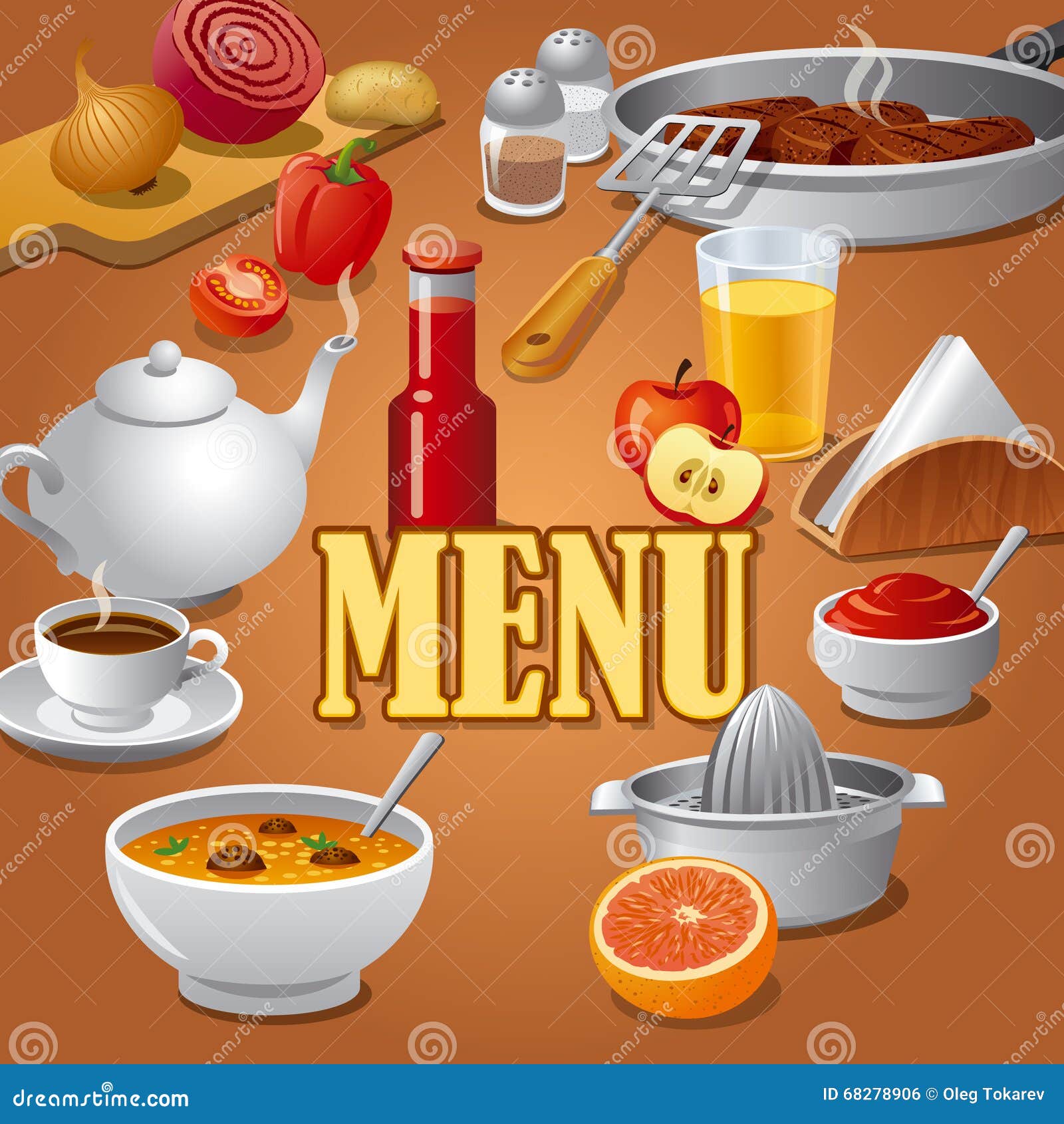Cafe menu stock illustration. Illustration of soup, lunch - 68278906