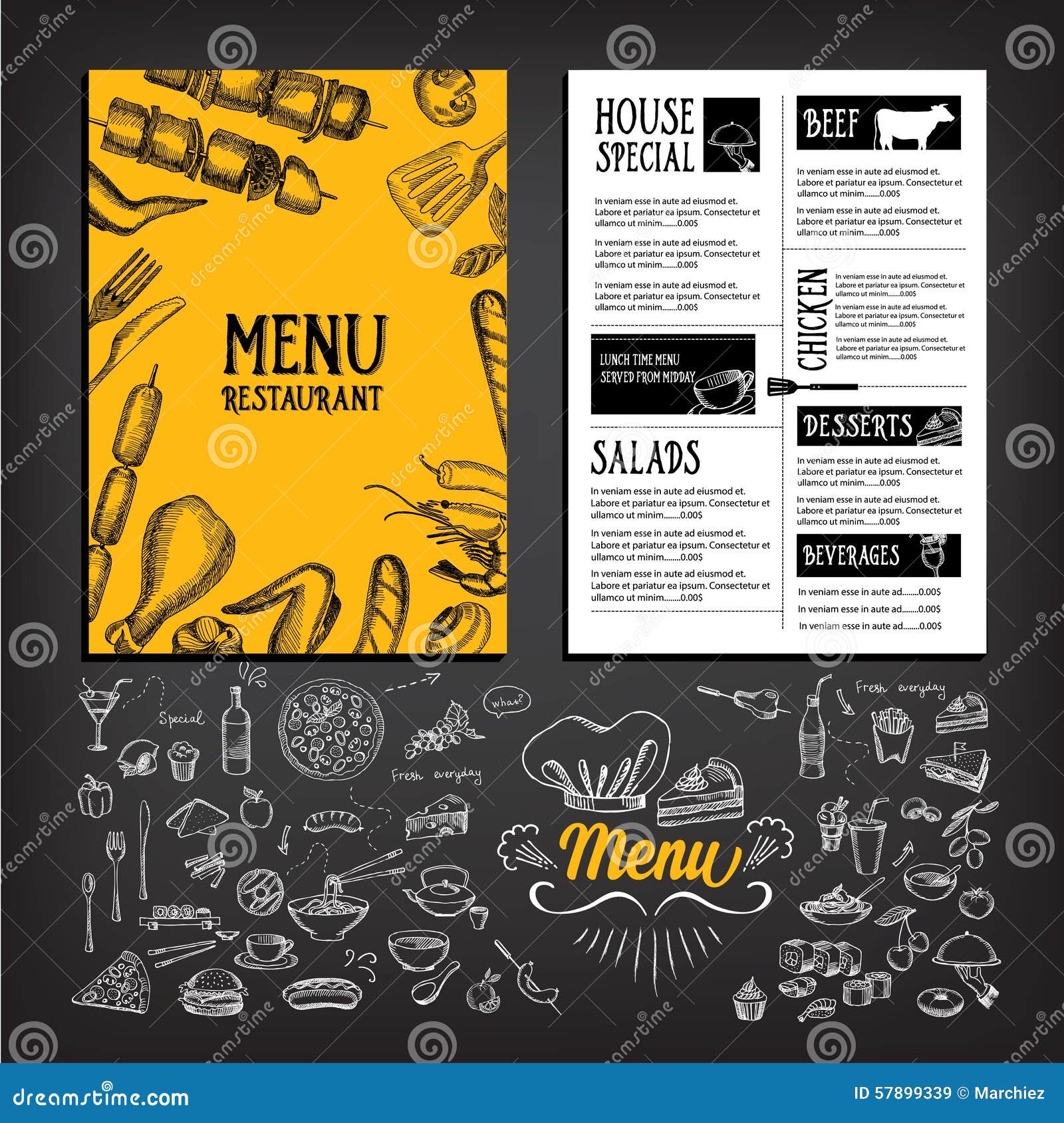 Cafe Menu Restaurant Brochure. Food Design Template. Stock Vector ...