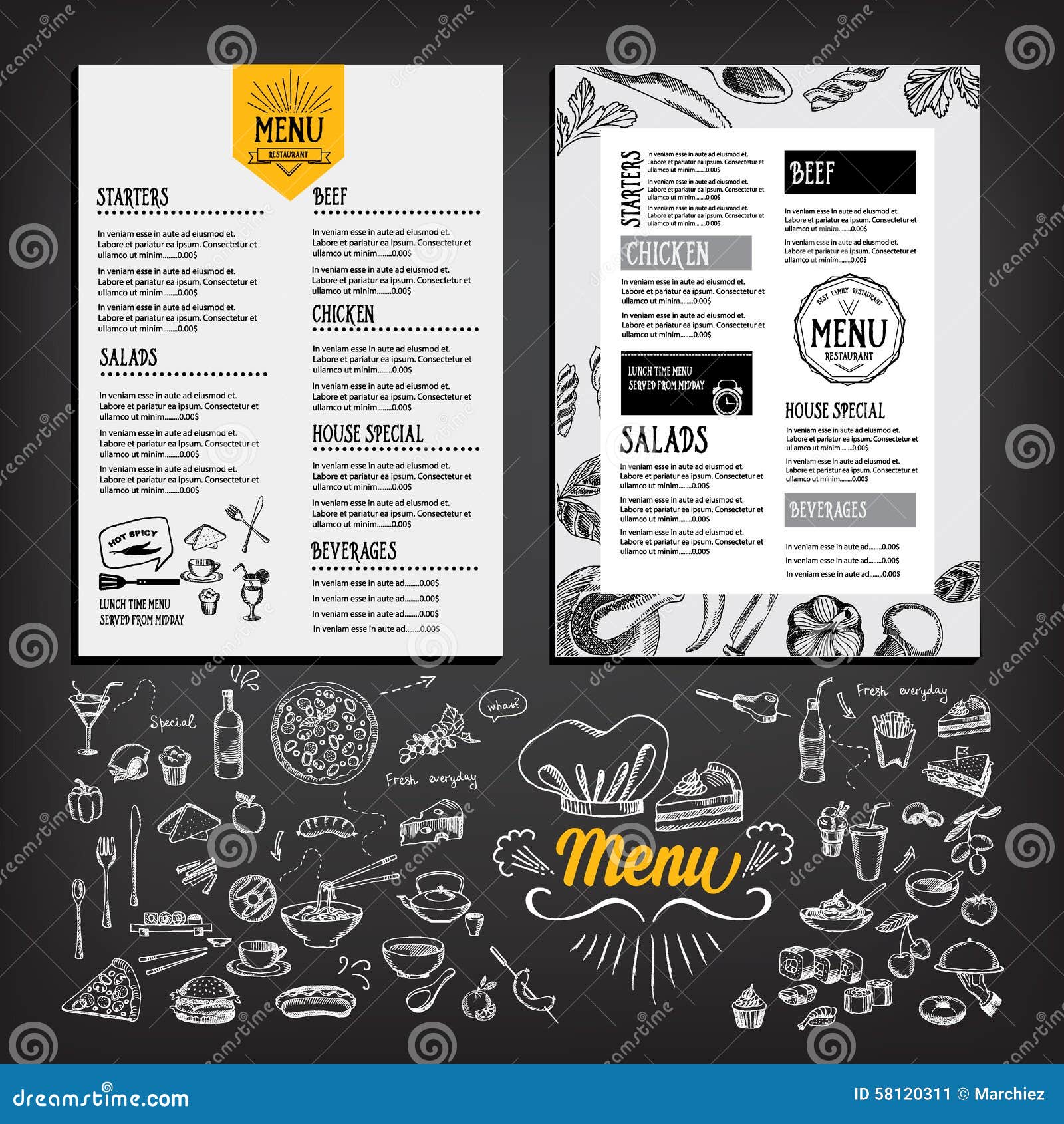 Cafe Menu Restaurant Brochure. Food Design Template. Stock Vector ...
