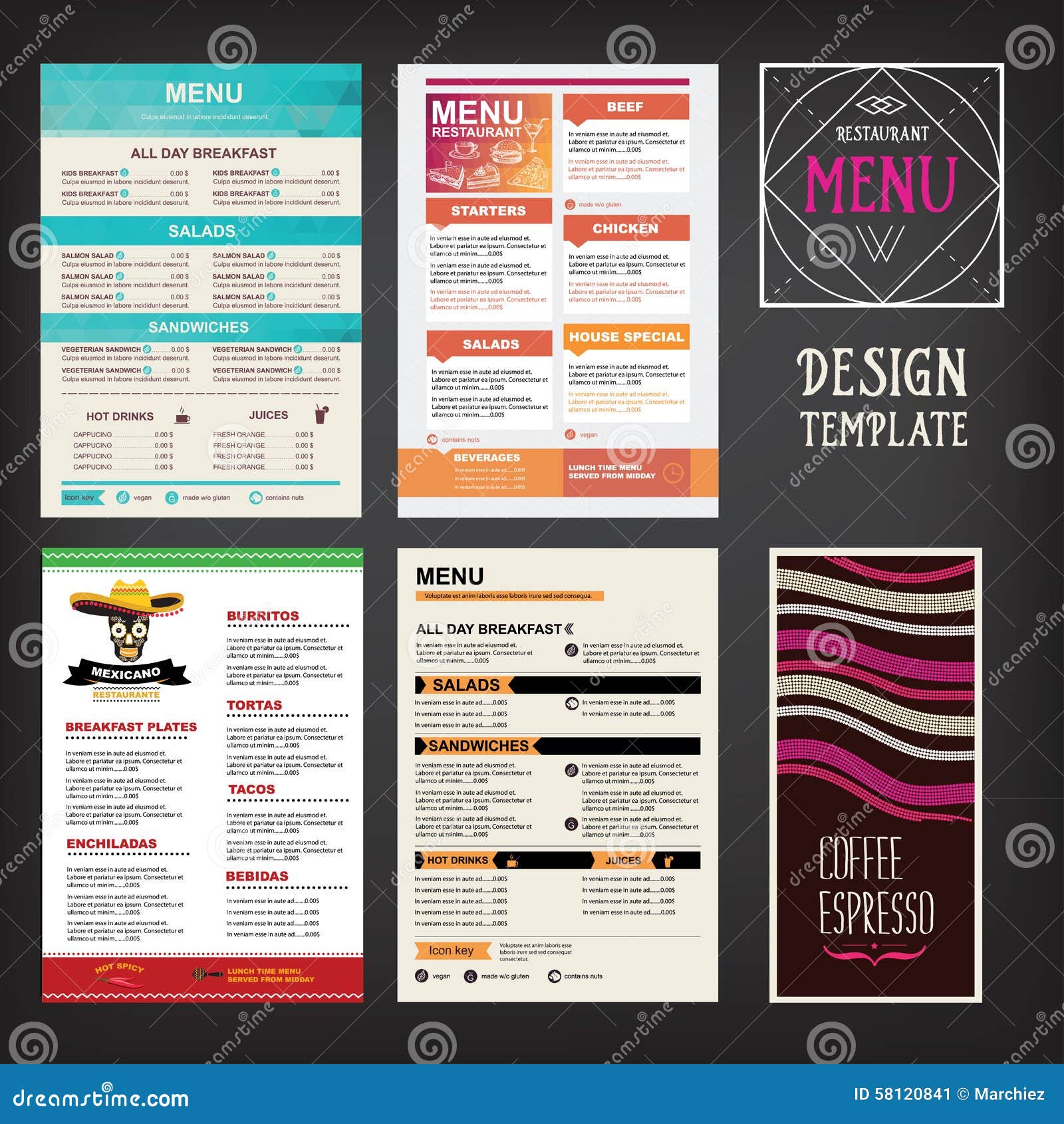 Restaurant Brochure Vector Menu Design. Bar And Cafe Menu Template With ...