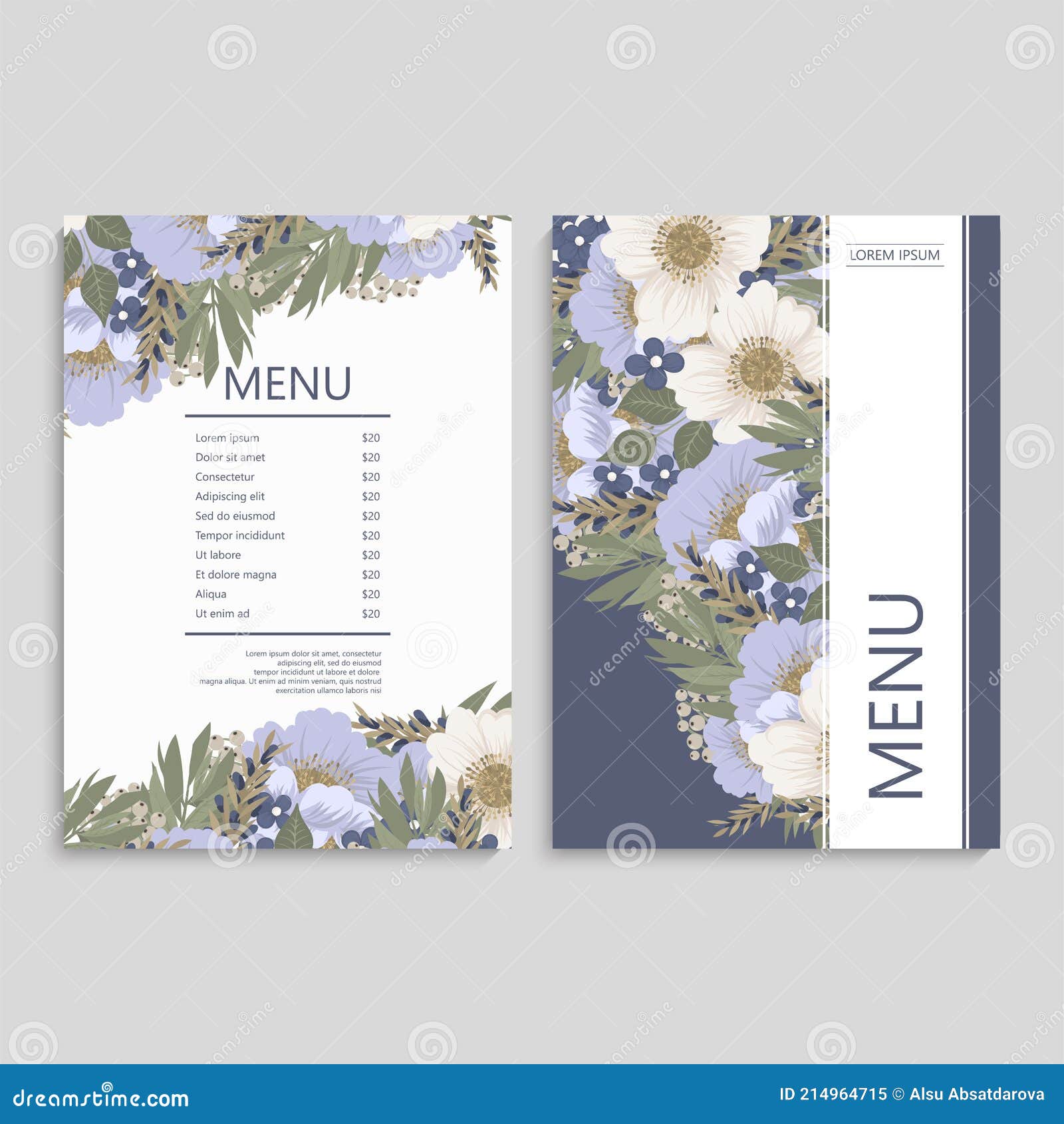 Cafe Menu, Template Design with Flowers. Vector Illustration Stock ...