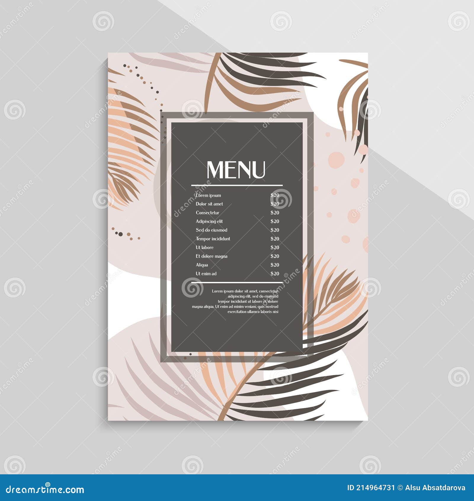 Cafe Menu, Template Design with Flowers. Vector Illustration Stock ...