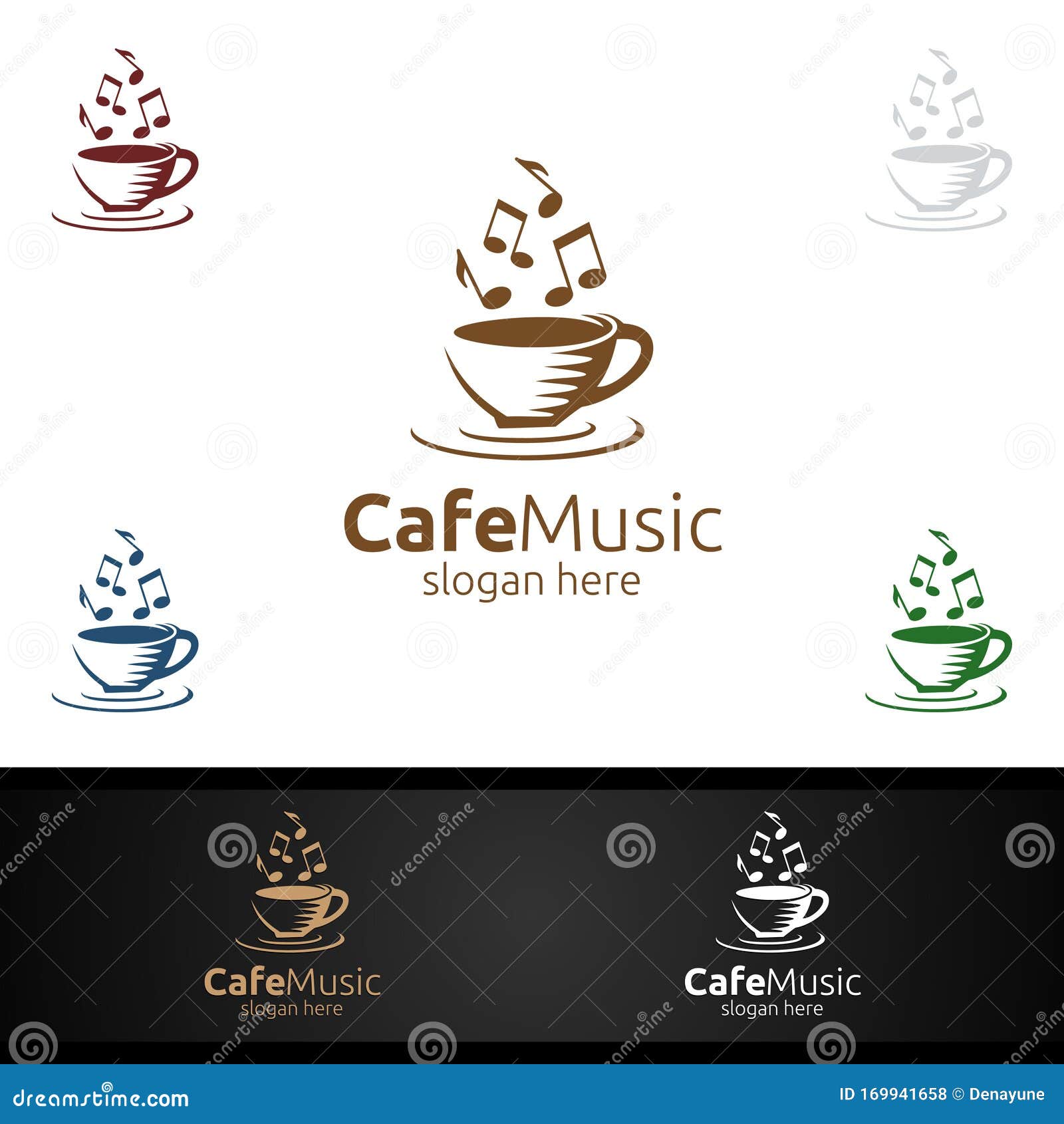 Cafe Music Logo with Note and Cafe Concept Stock Vector - Illustration ...