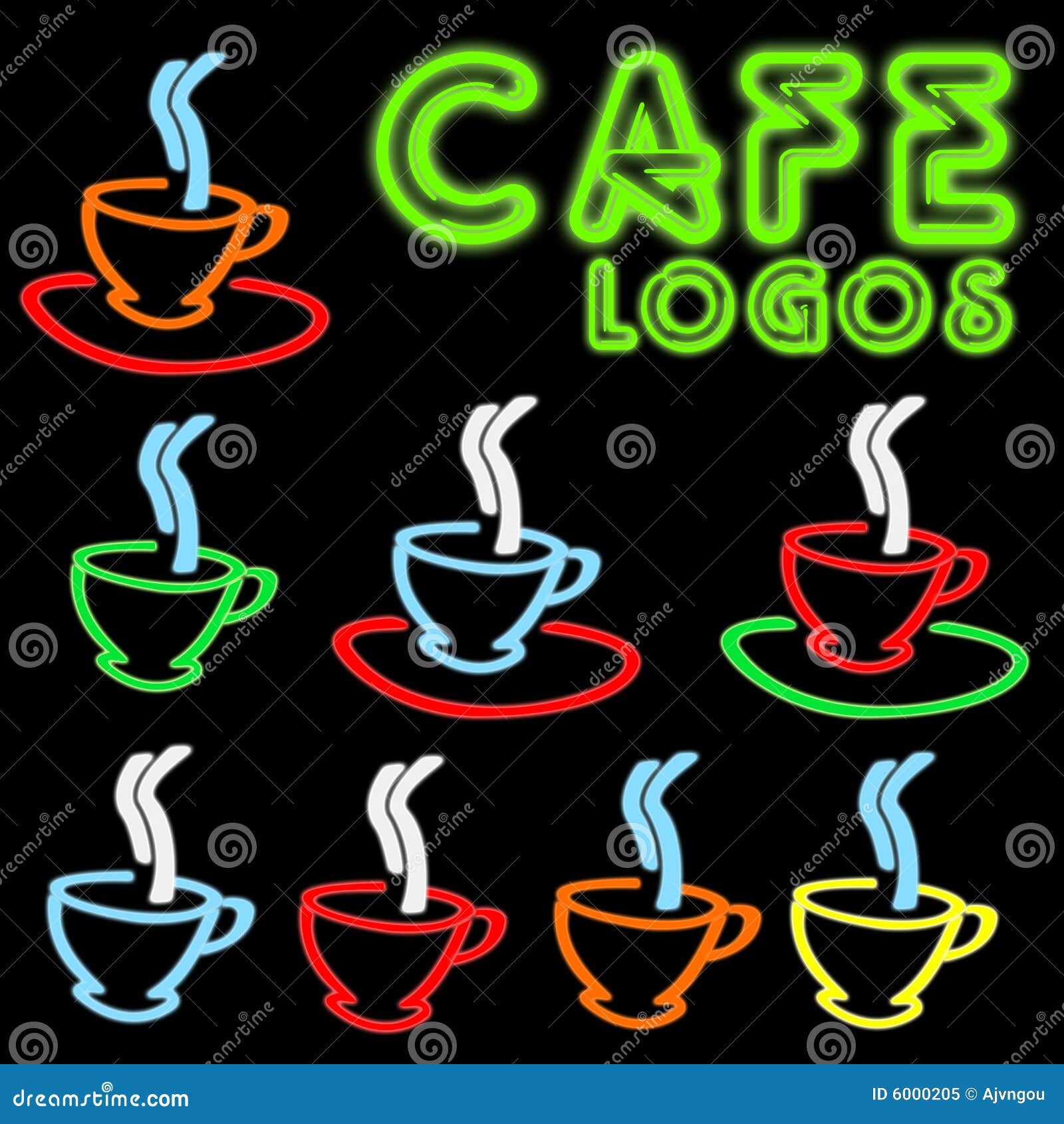 Cafe Neon Logos stock illustration. Illustration of decoration - 6000205
