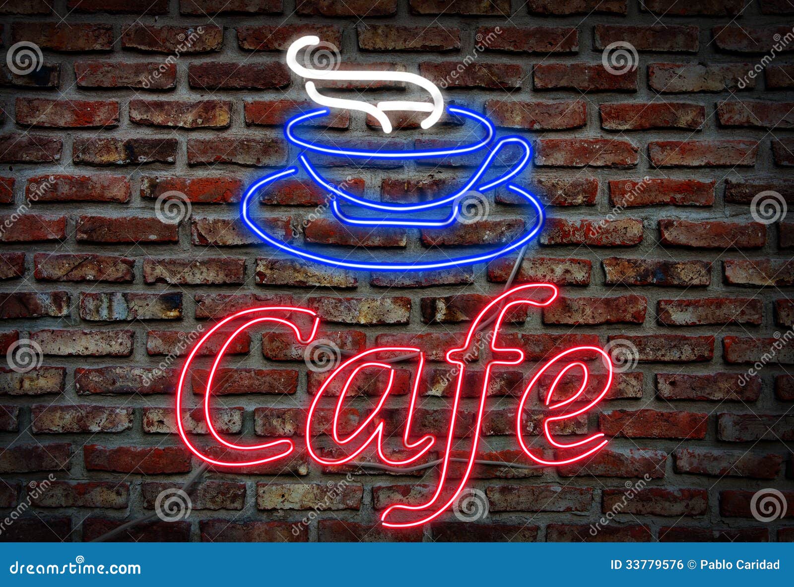 Cafe neon sign. stock illustration. Illustration of bright - 33779576