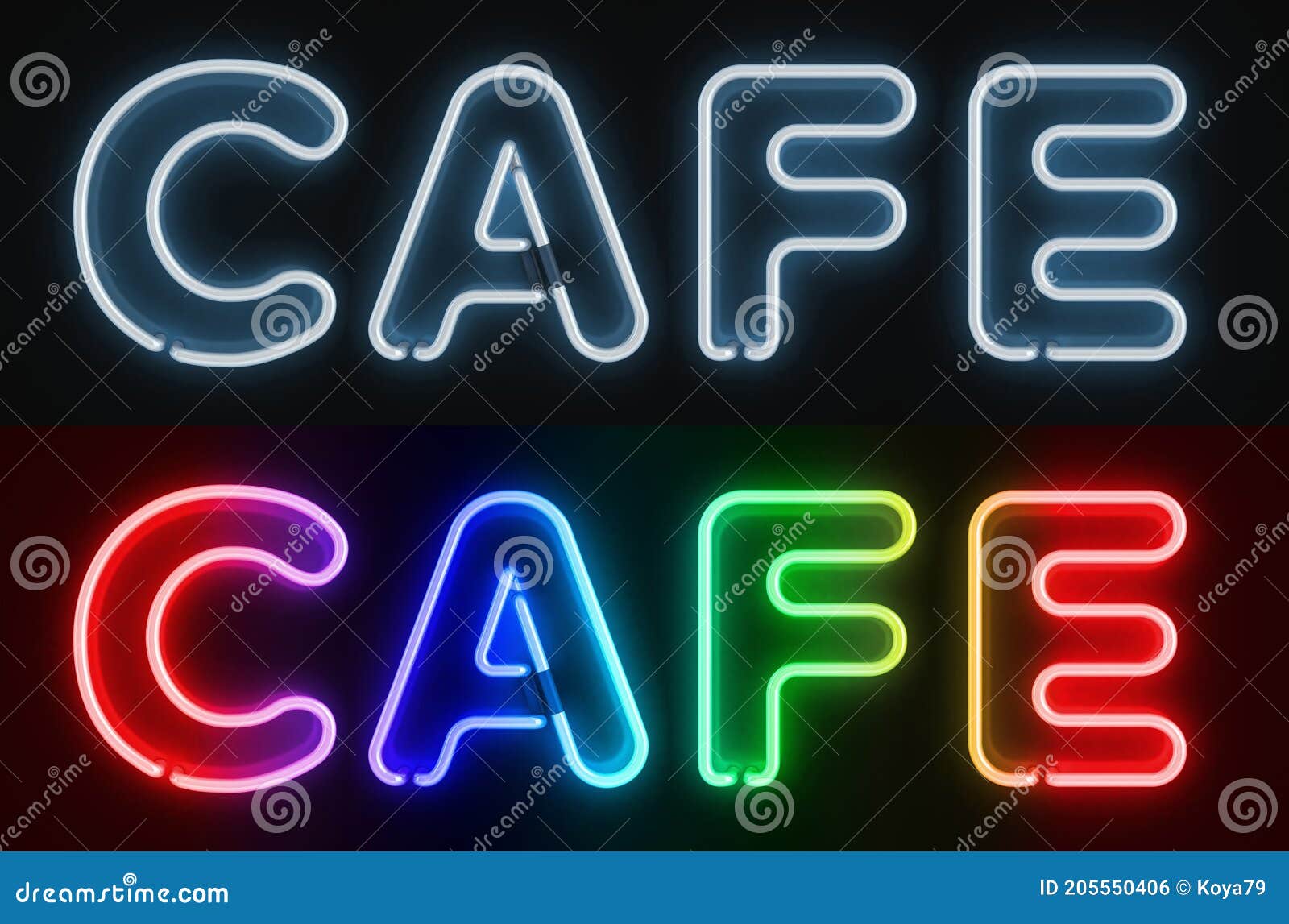 24H Cafe Neon Sign On Brick Wall Vector Flat Illustration. Bright ...