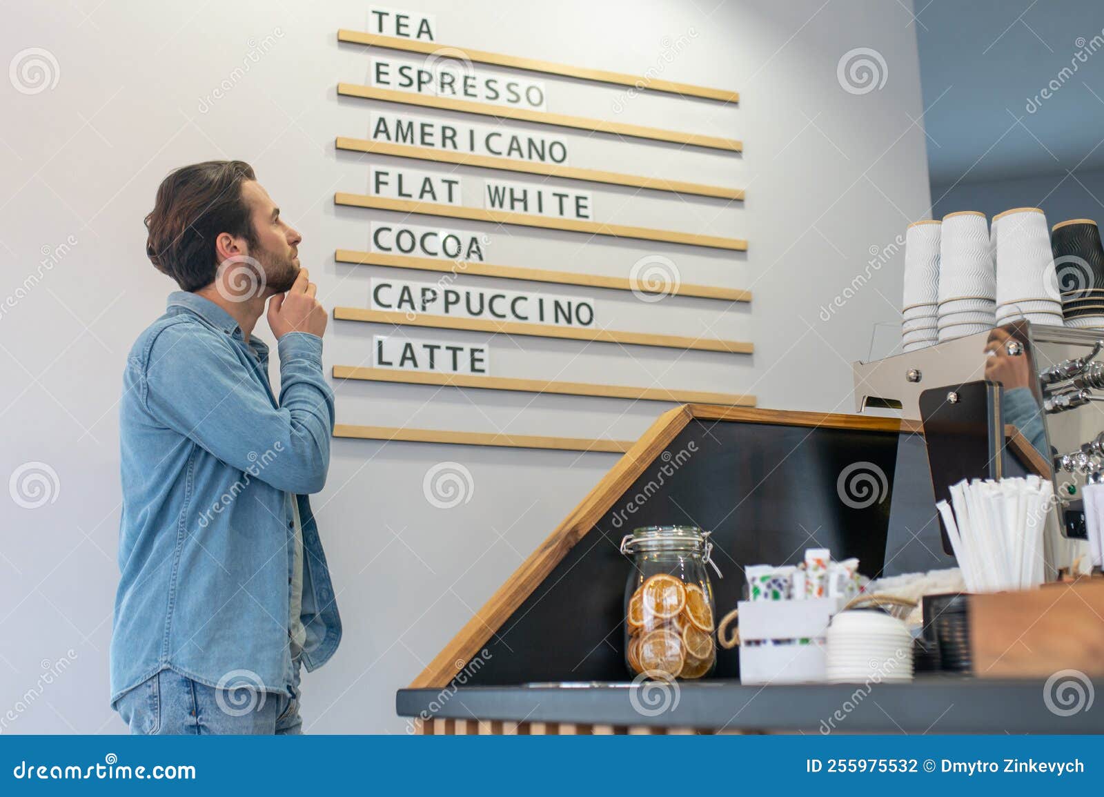 Cafe Owner Thinking Over New Idea for the Menu Stock Photo - Image of ...