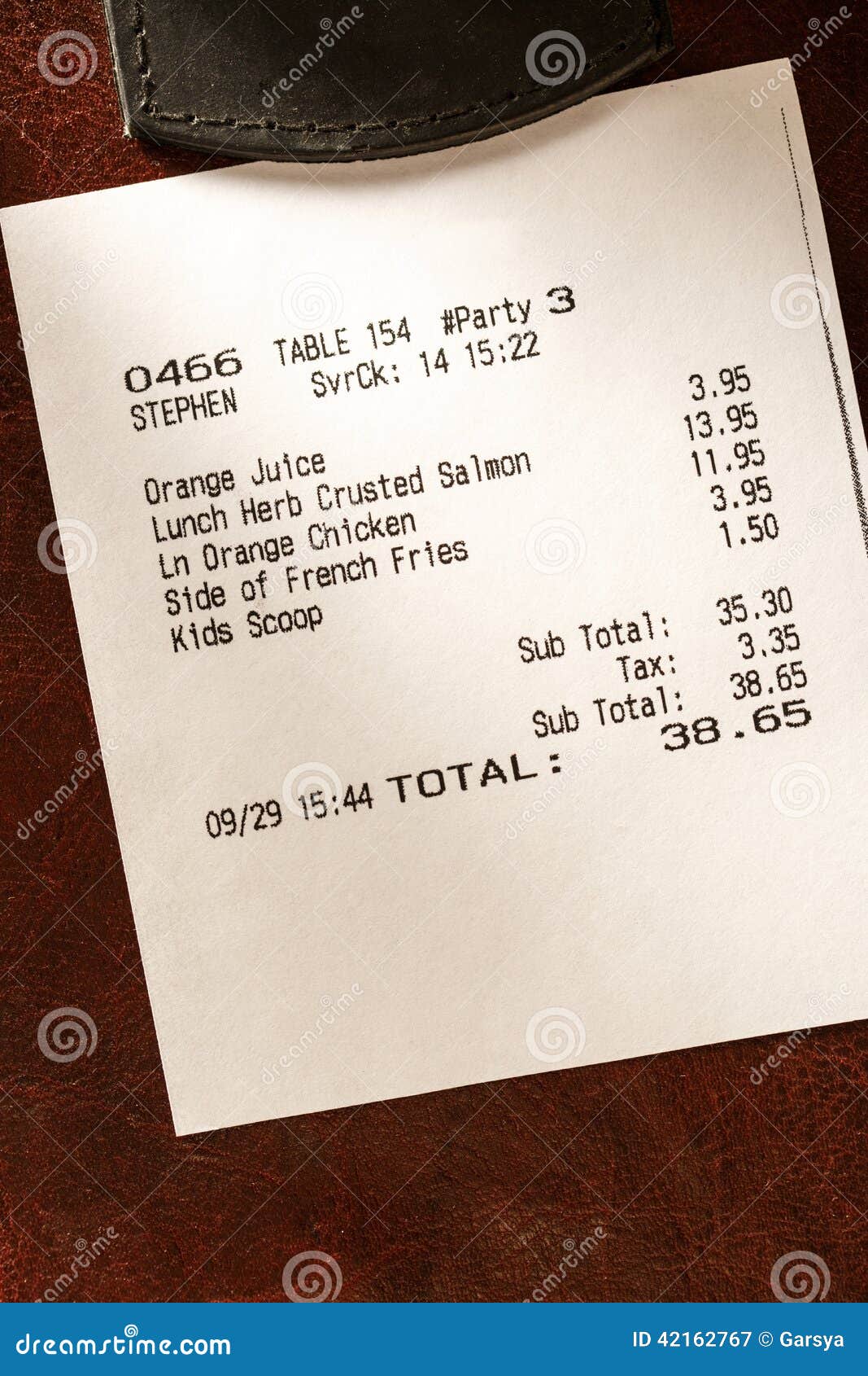 Cafe paper cheque stock image. Image of presentation - 42162767