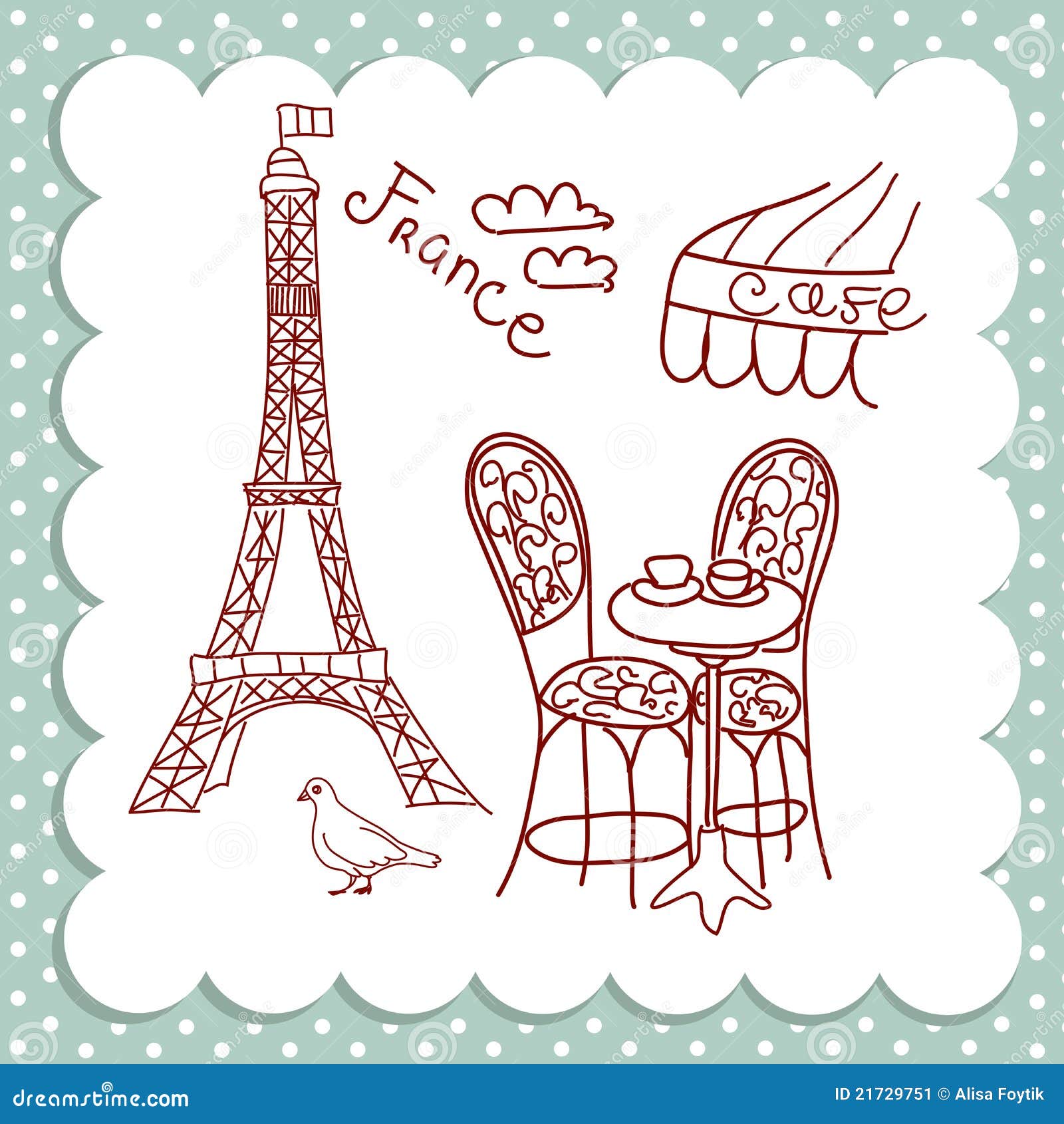 Cafe in Paris stock vector. Illustration of design, brown - 21729751