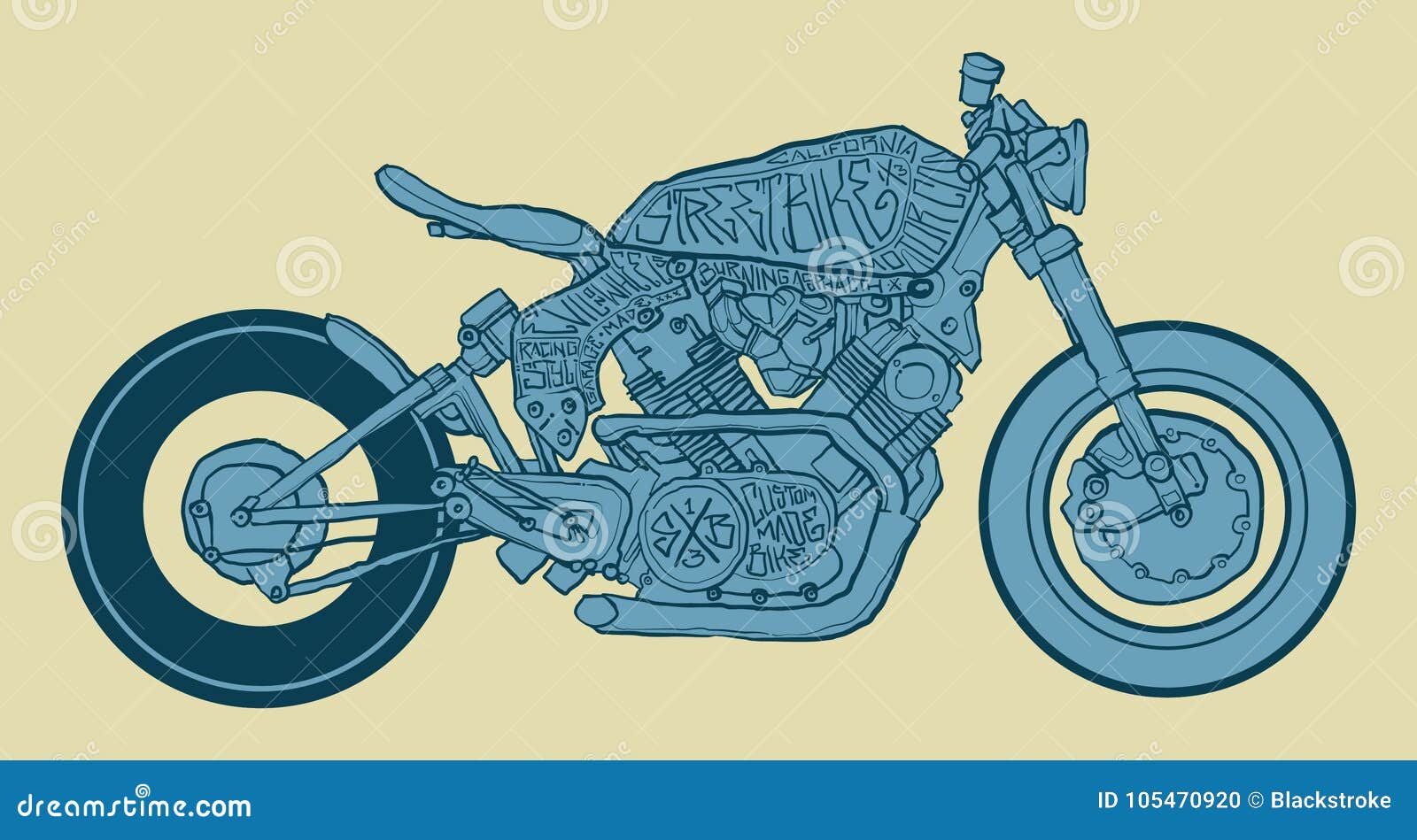 Cafe racer vector file stock vector. Illustration of retro - 105470920
