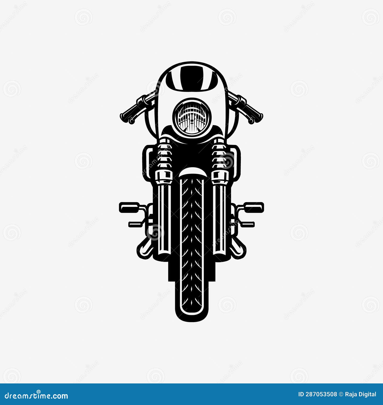 Cafe Racer Vector Front View. Vector Art Illustration Isolated On White ...