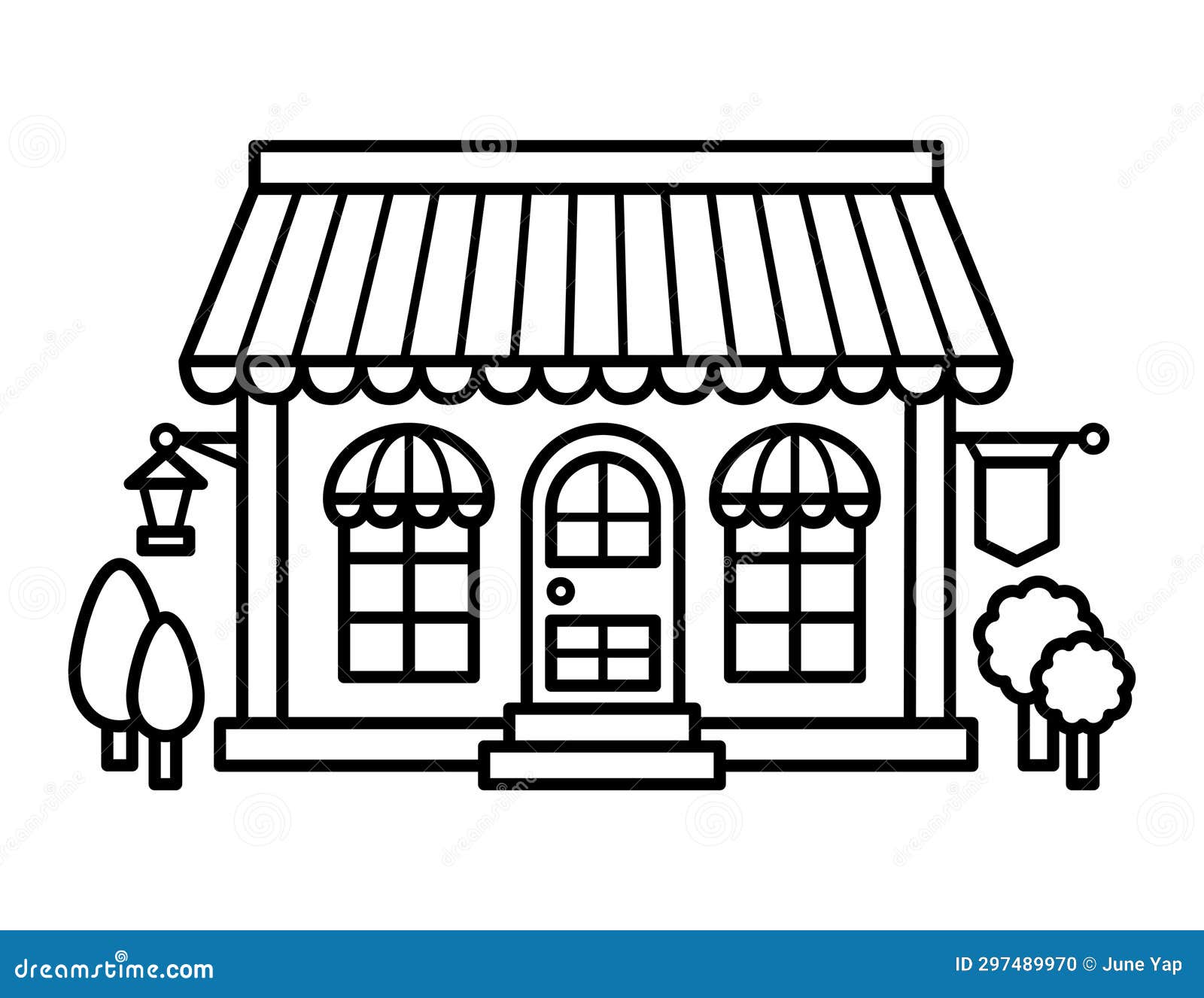 Cafe Restaurant Front Coloring Page for Children Stock Vector ...