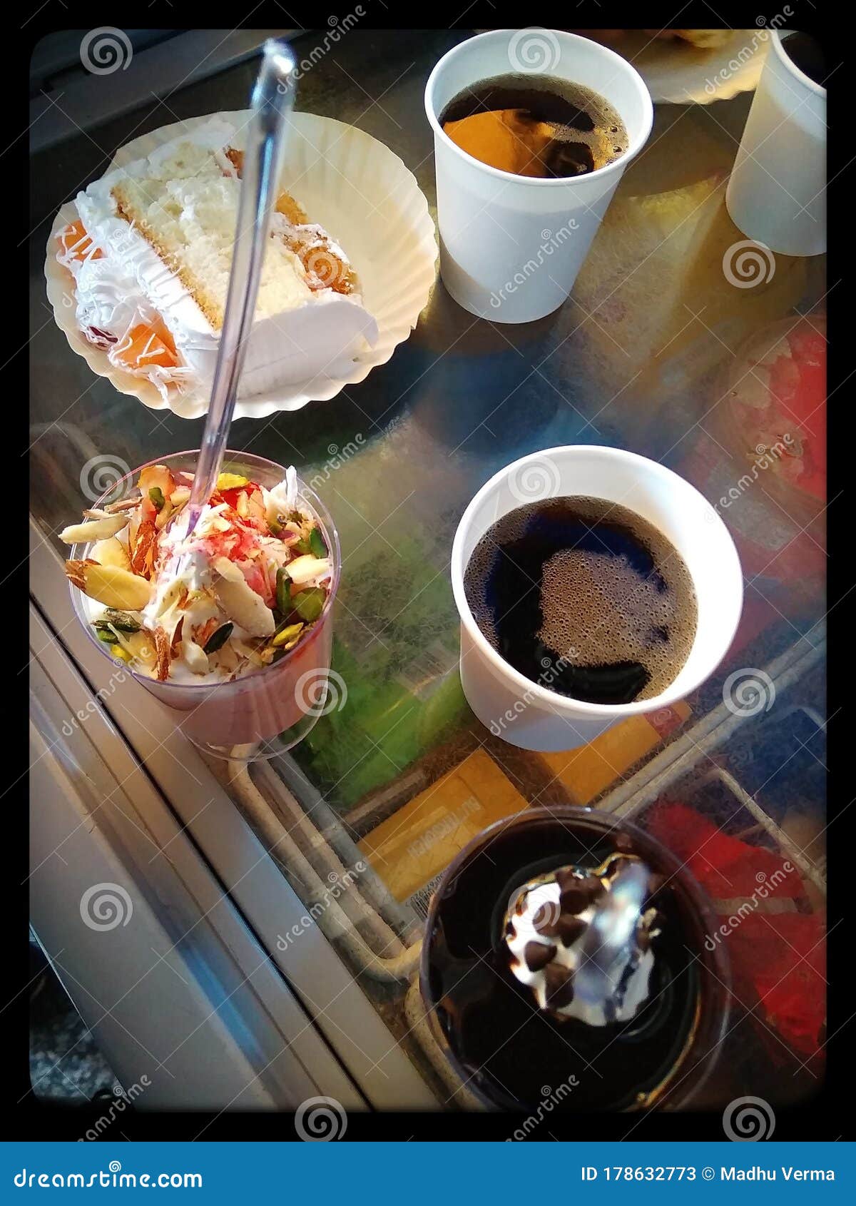 Cafe Scene with Cold Drink and Snacks Stock Image - Image of idea ...
