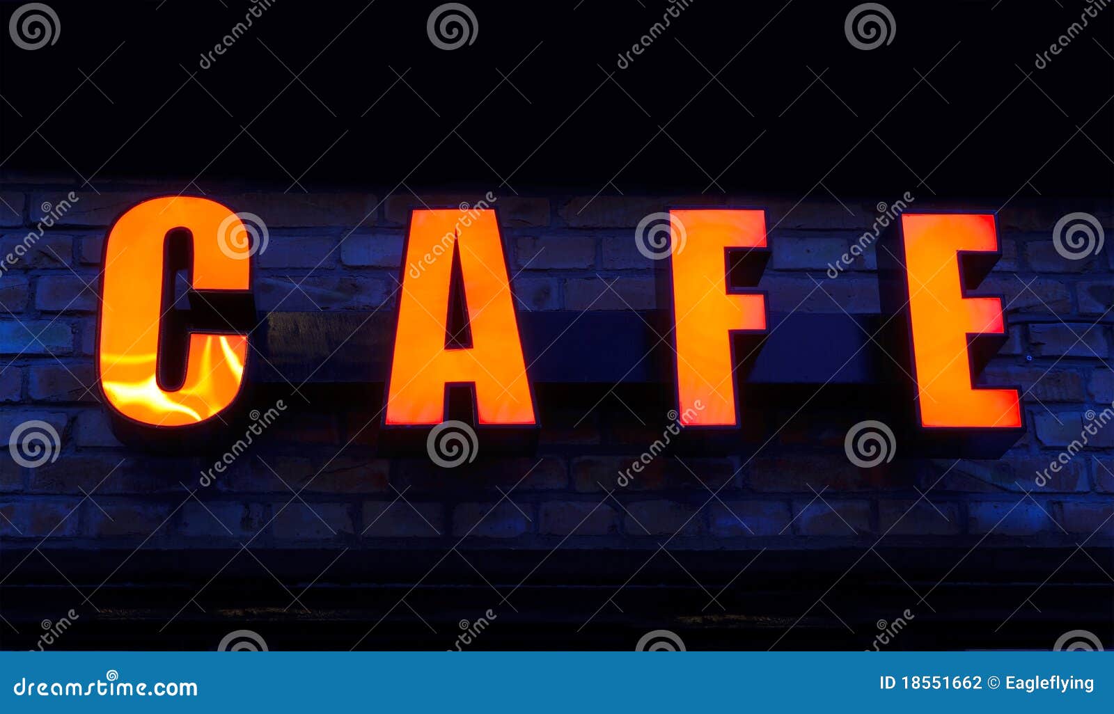 Cafe sign stock photo. Image of classic, light, brick - 18551662