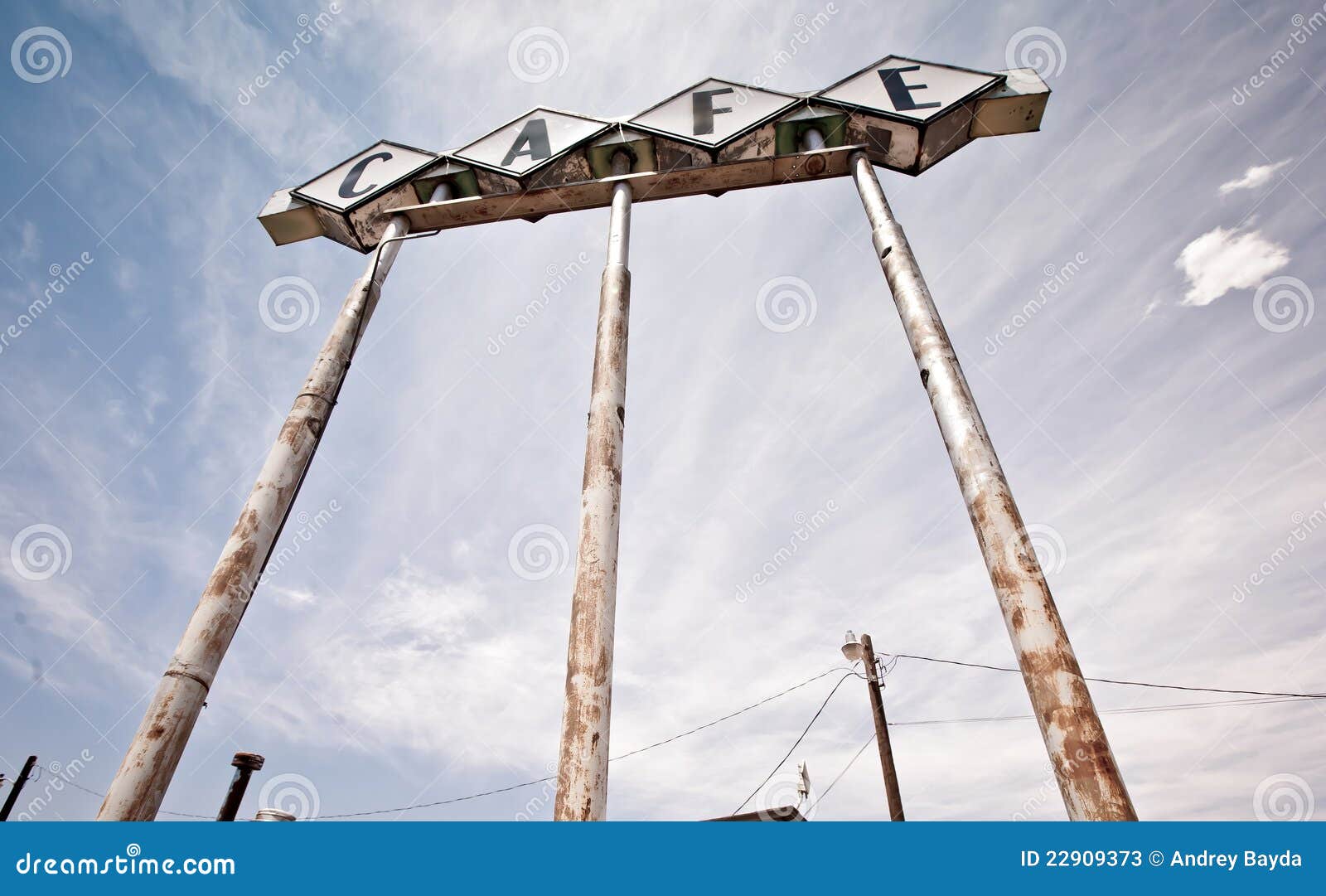 Cafe Sign Along Historic Route 66 in Texas. Stock Image - Image of food ...
