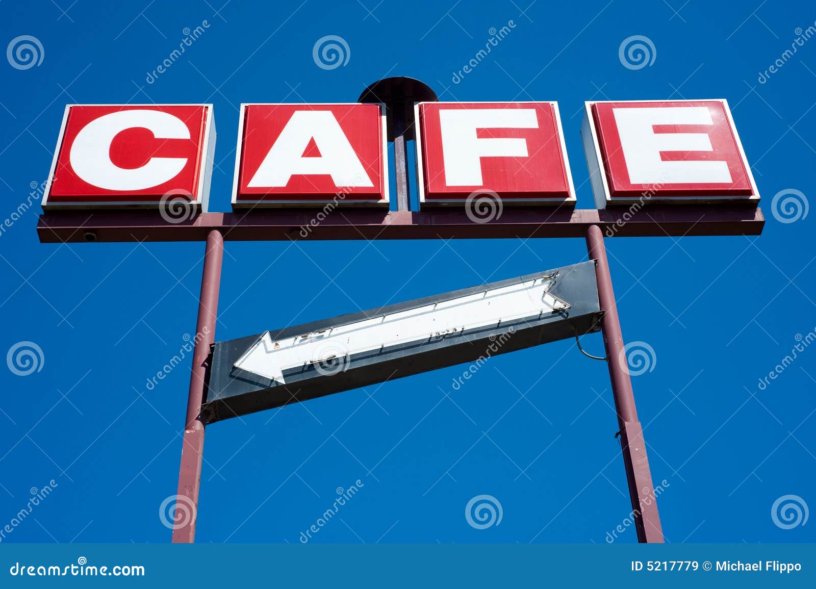 Cafe Sign with Arrow stock image. Image of travelling - 5217779