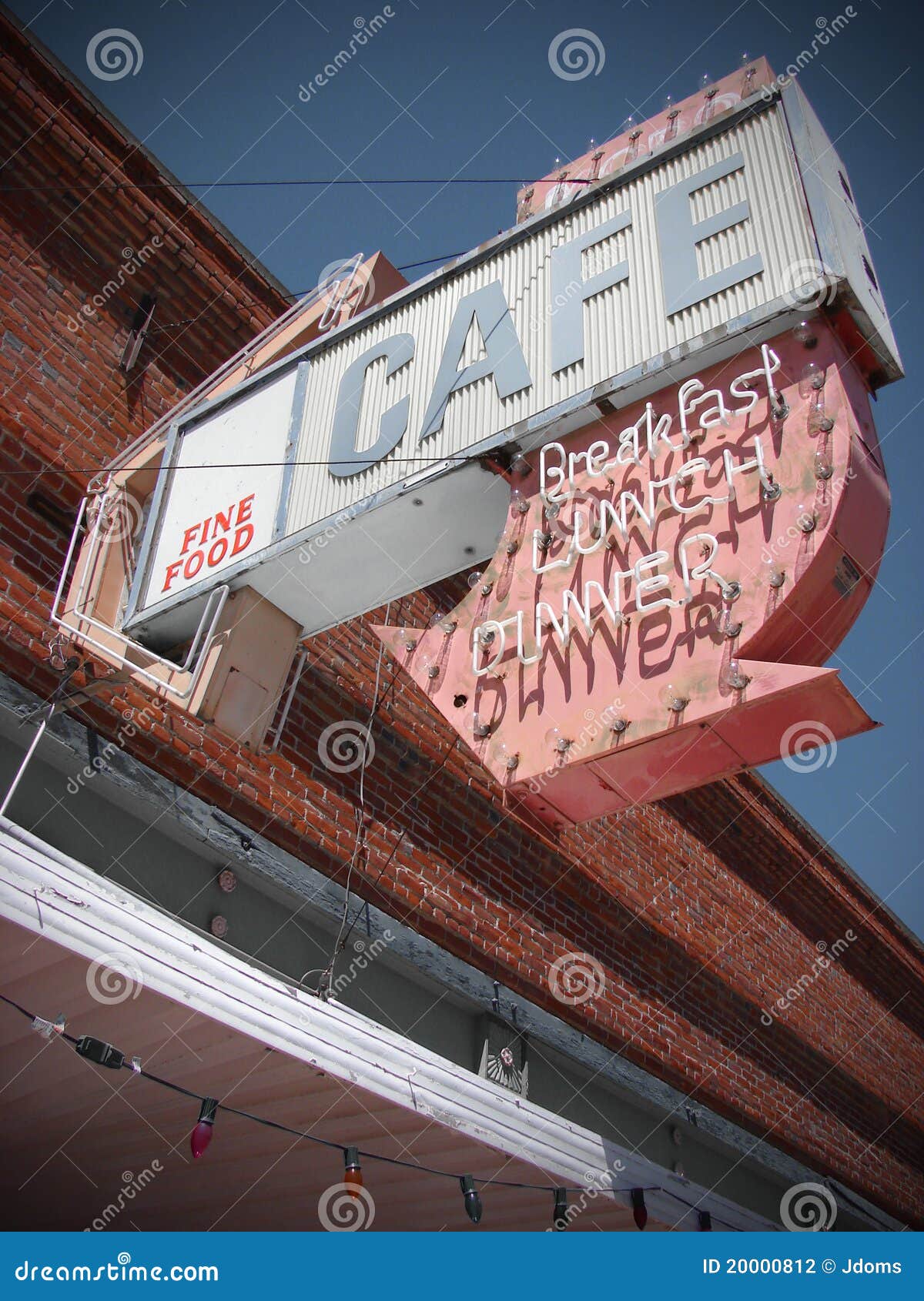 Cafe Sign on Old Abandoned Building Stock Photo - Image of dinner ...