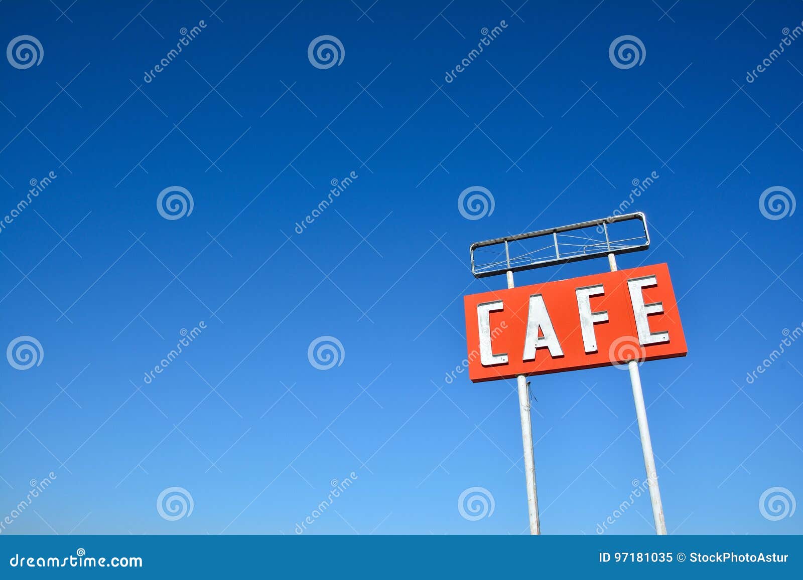 Cafe sign in Texas. stock image. Image of food, route - 97181035