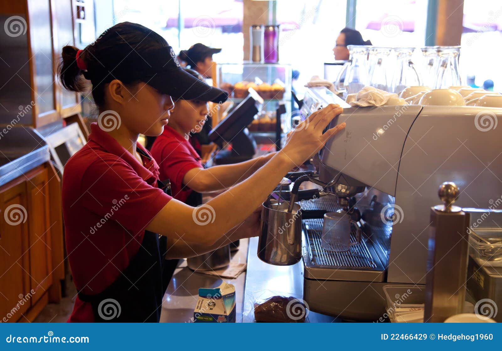 Cafe Staff Making Cappuccino Editorial Stock Image - Image of drink ...