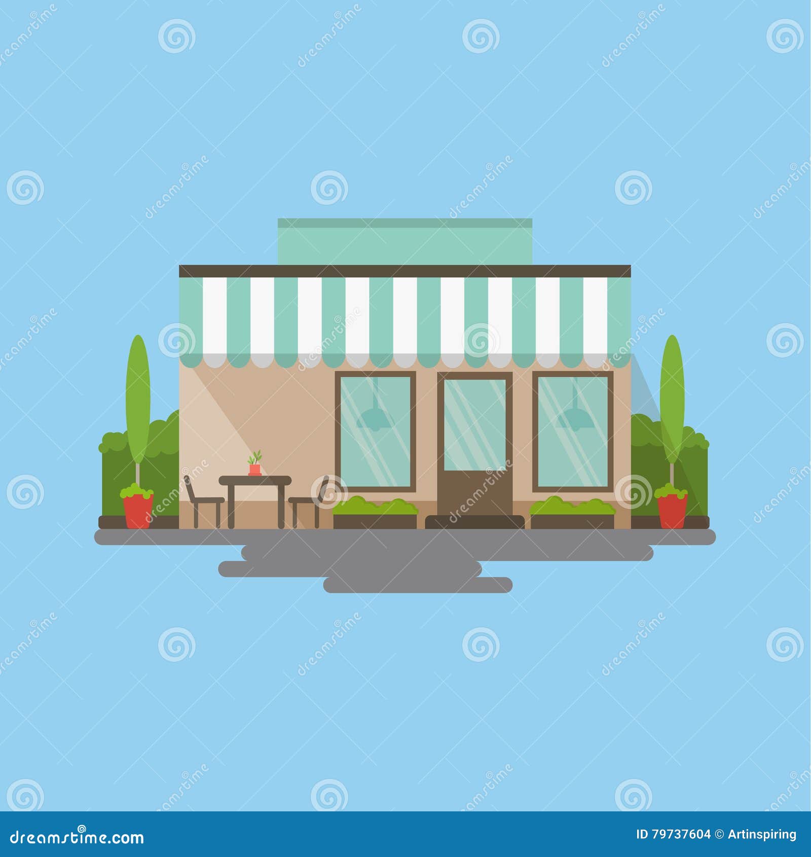 Cafe storefront. stock vector. Illustration of graphic - 79737604