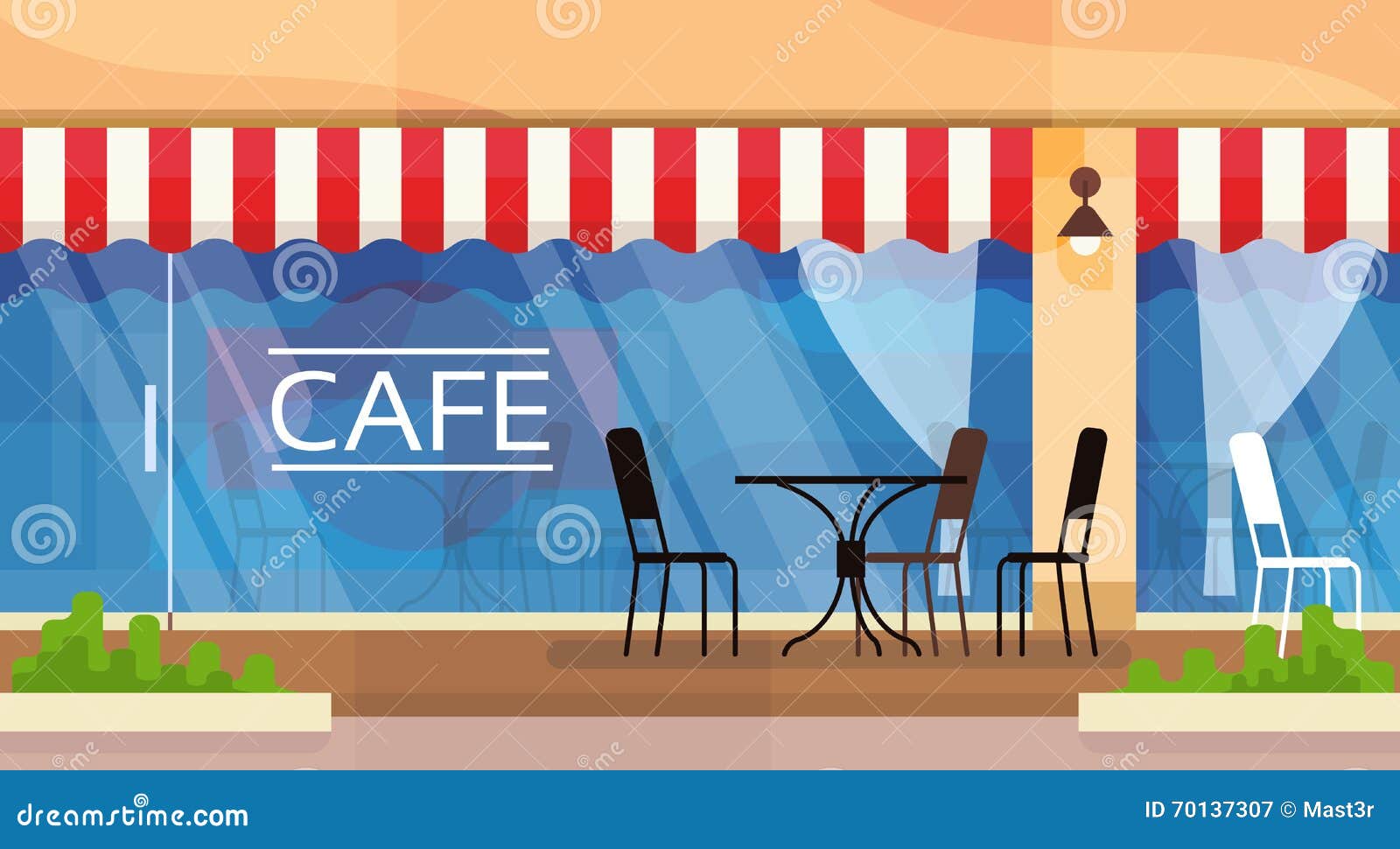 Cafe Street Coffee Shop Chairs Table Vector Illustration Stock Vector ...