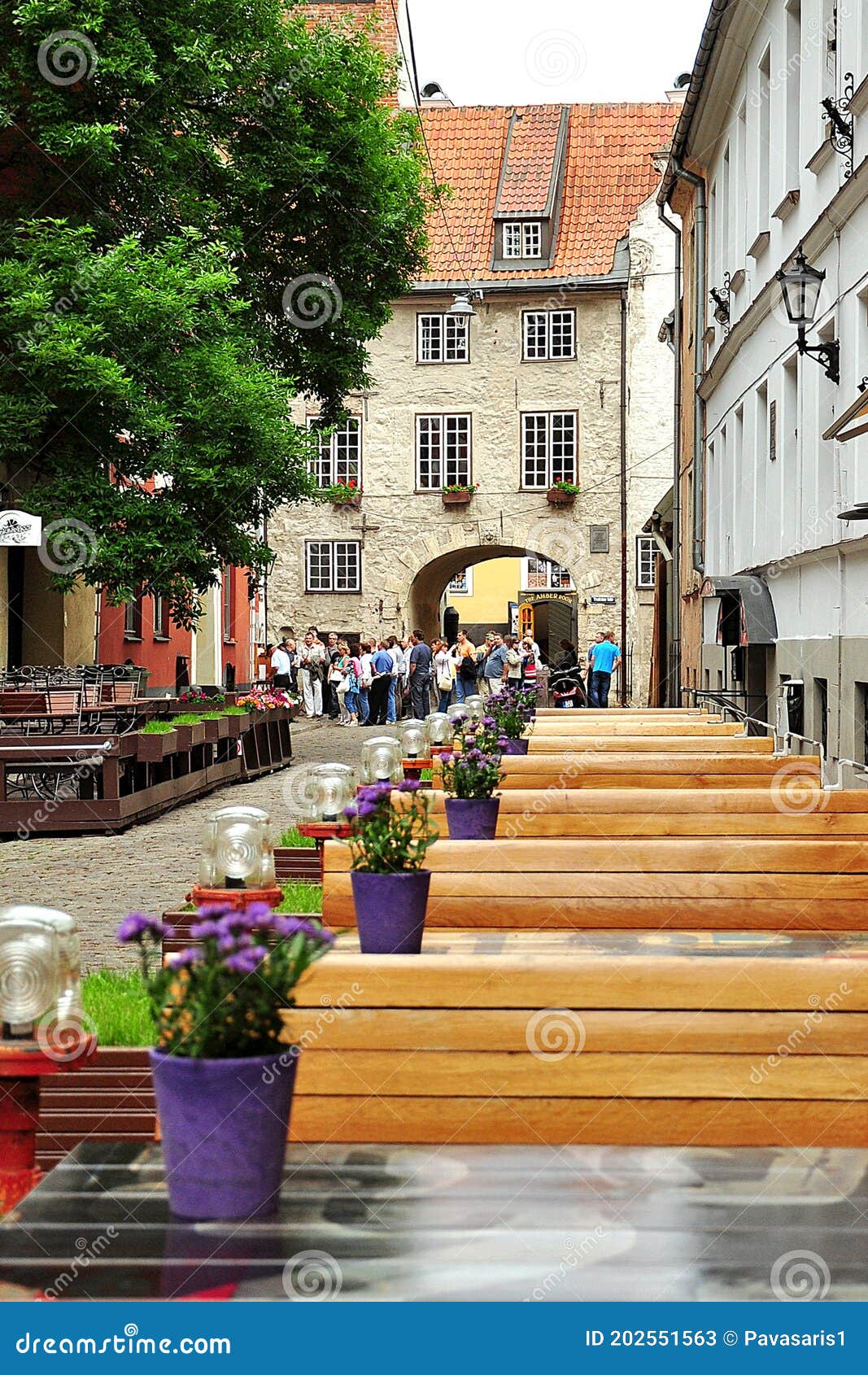 Cafe on the Street at the Swedish Gate in Riga Editorial Stock Photo ...